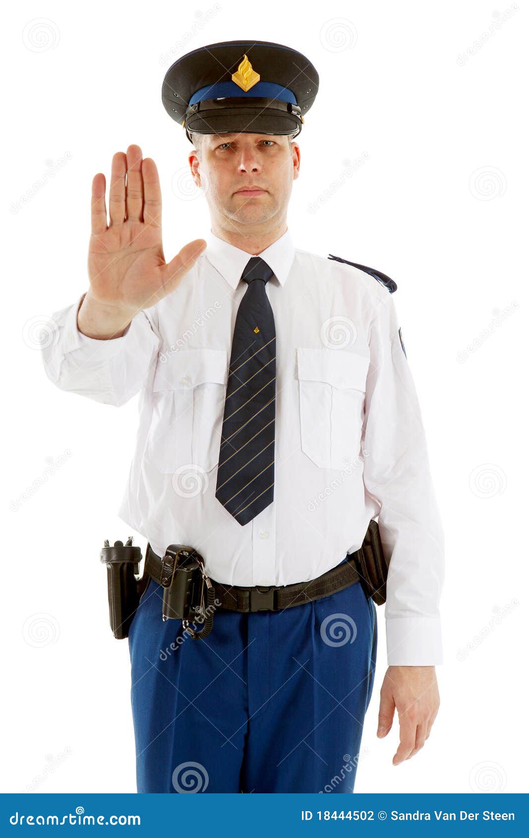 Dutch Police Officer Making Stop Sign with Hand Stock Photo - Image of ...