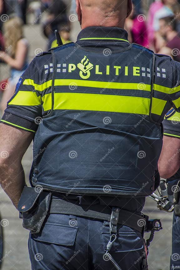 Dutch Policeman from the Back at Amsterdam the Netherlands Editorial ...