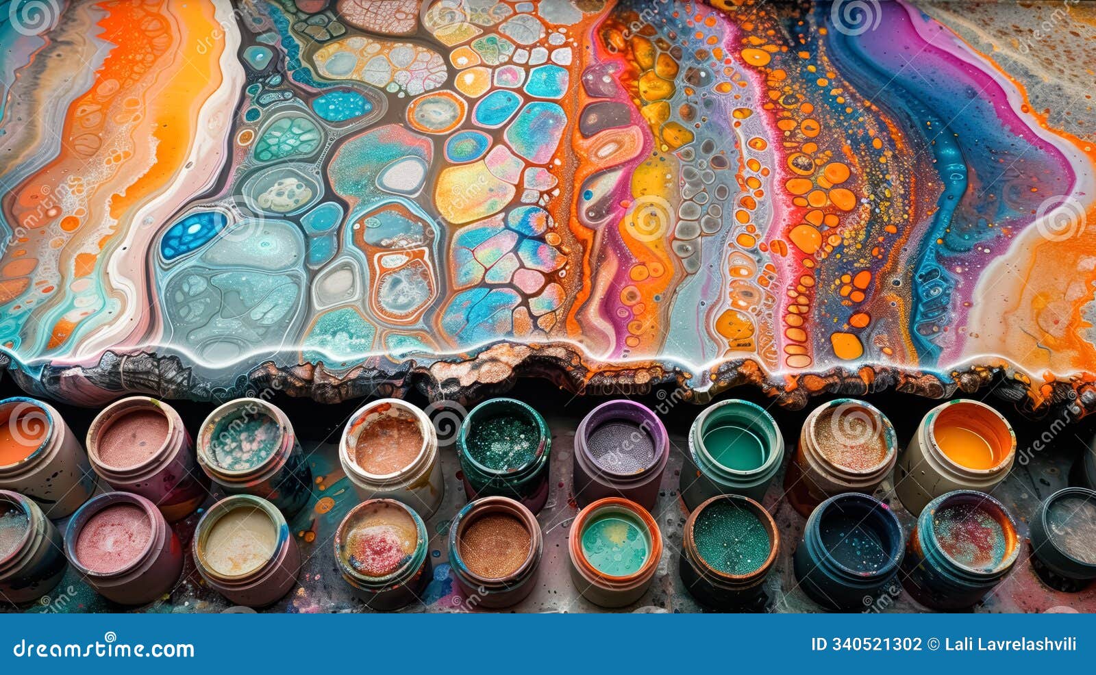 Dutch Pour Painting, Marbling, Different Forms and Structures Stock ...
