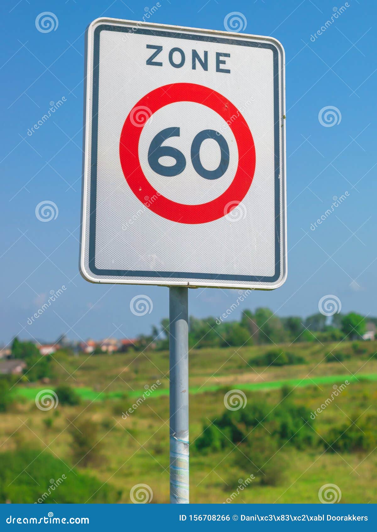 Dutch Road Sign: Speed Limit 60 Stock Photo - Image of signpost ...