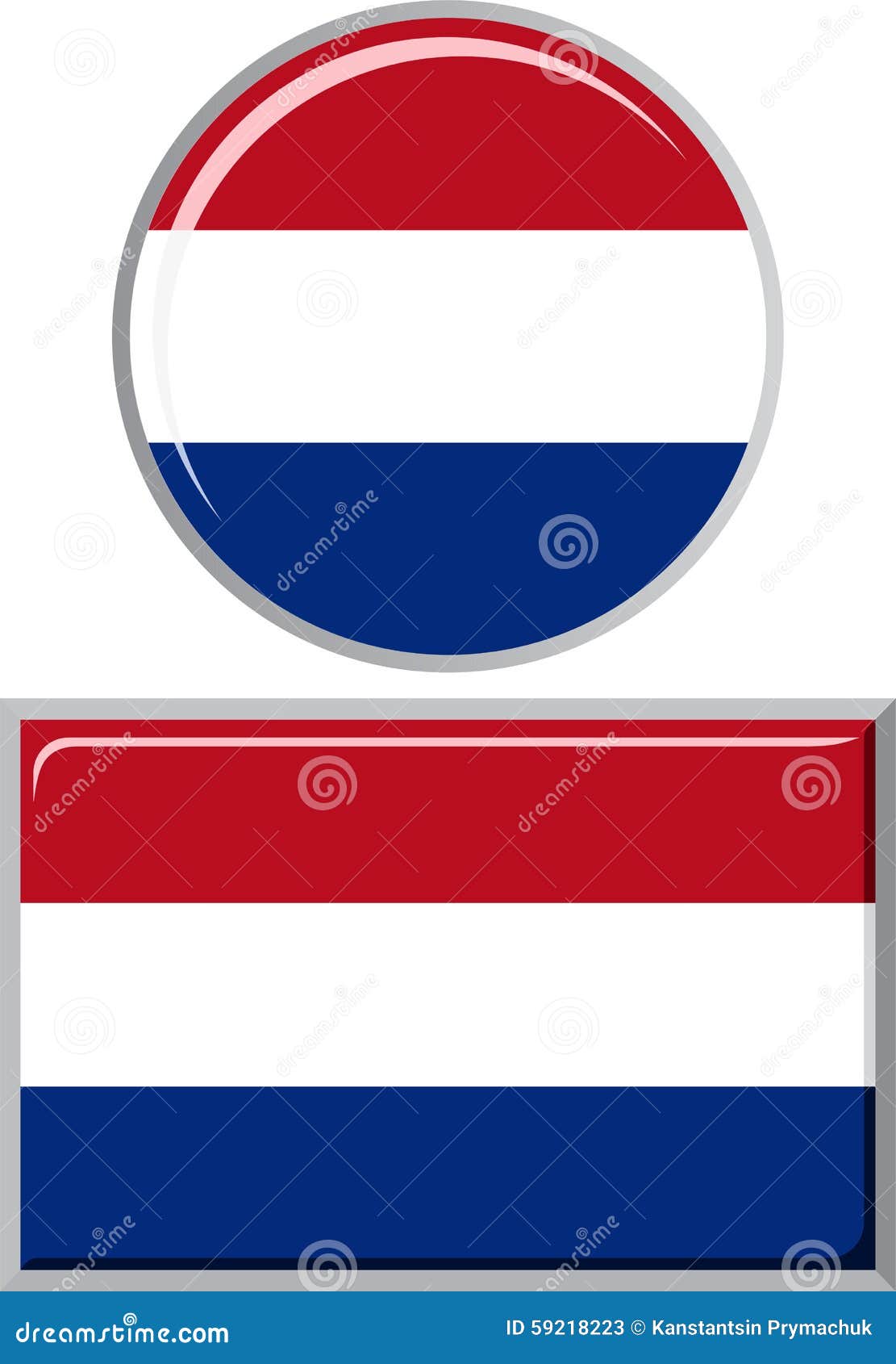 Dutch Round and Square Icon Flag. Vector Stock Vector - Illustration of ...