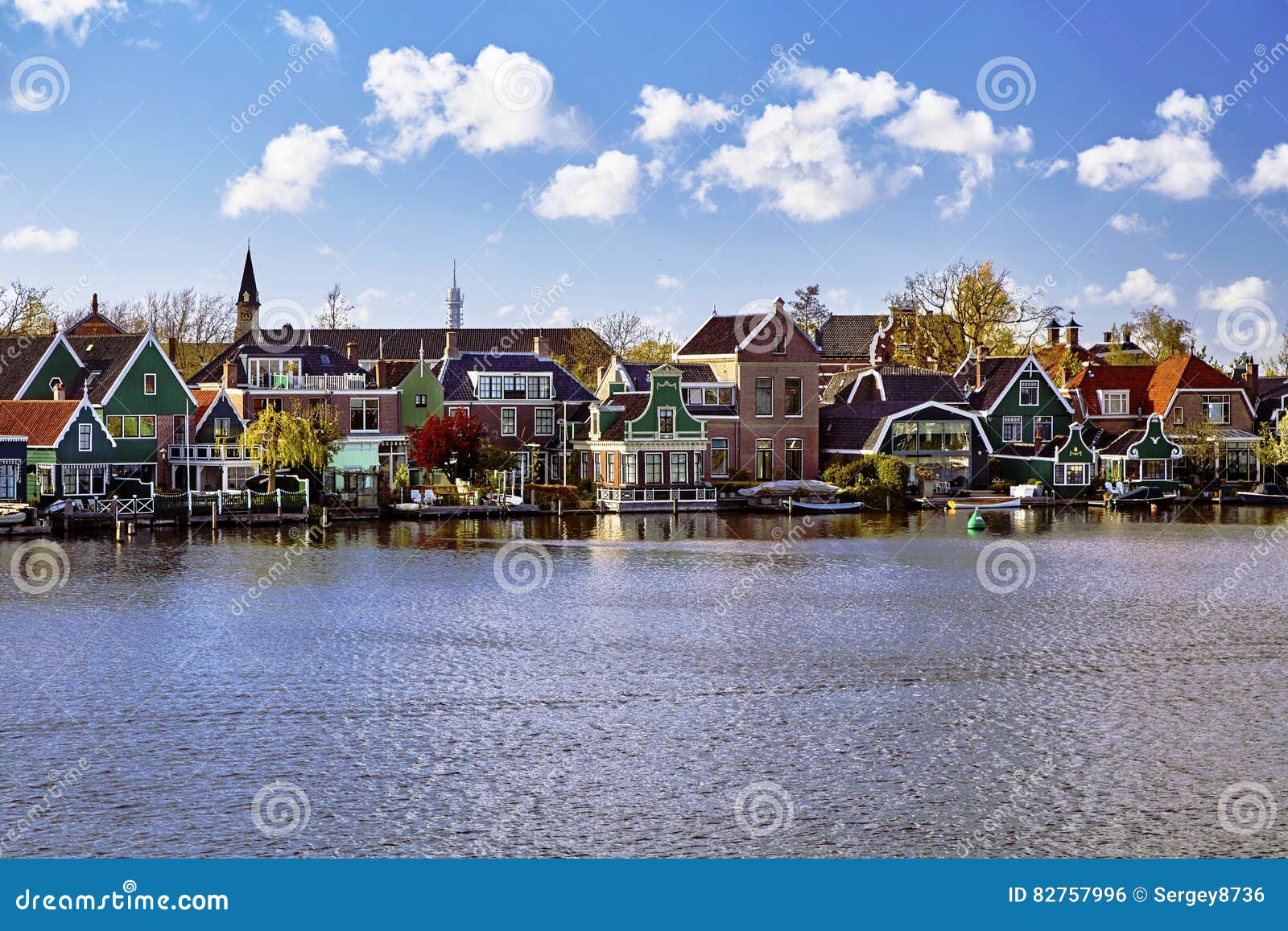 Dutch Rural Landscape View from the River Stock Photo - Image of house ...