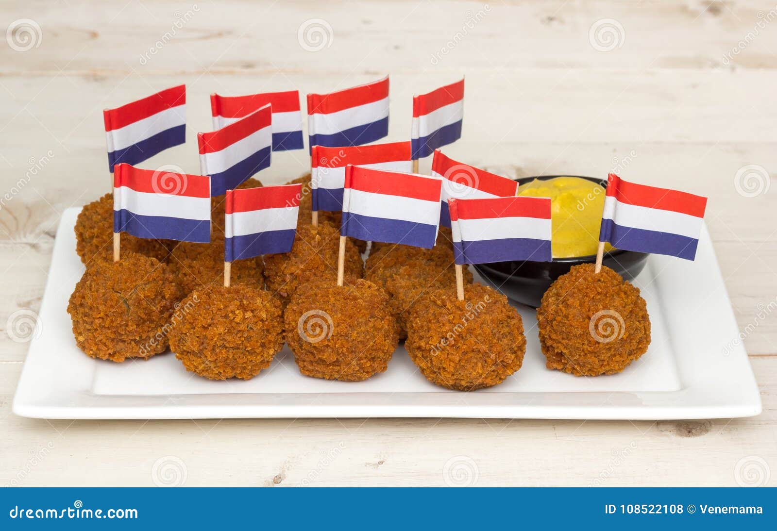 Dutch Snack Bitterballen with Little Dutch Flags Stock Photo - Image of ...