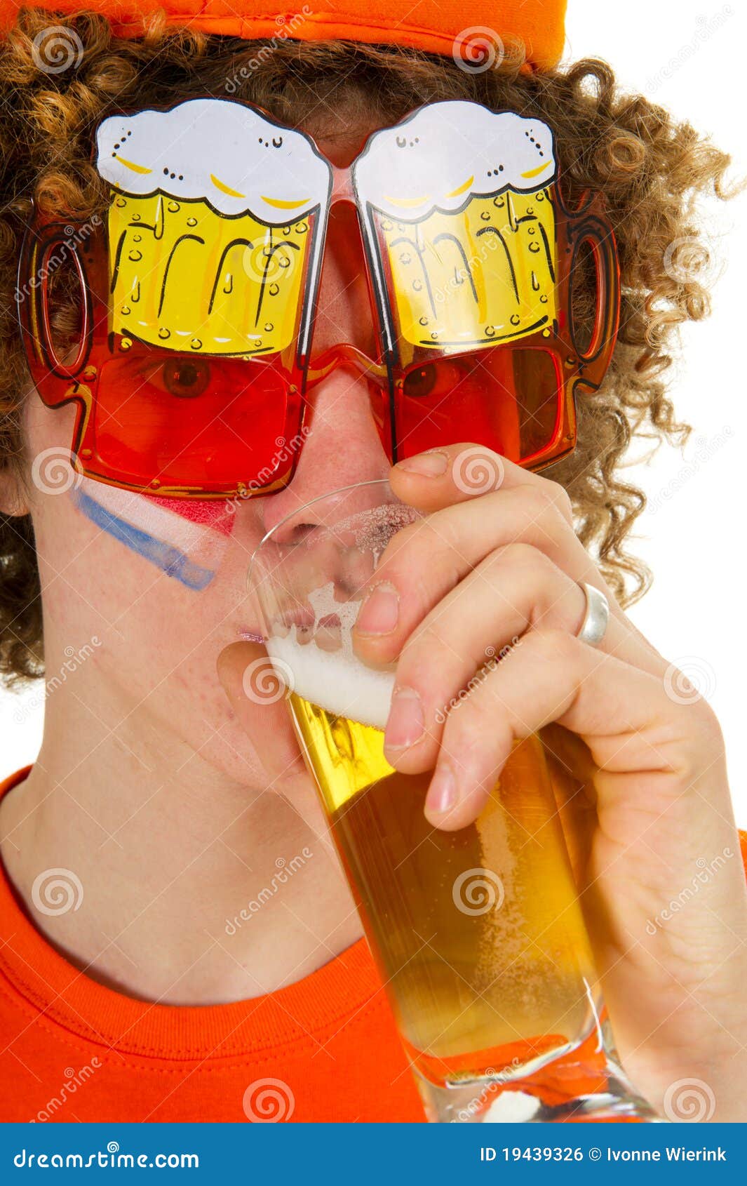 Dutch Sports Fan is Drinking Beer Stock Photo - Image of portrait ...