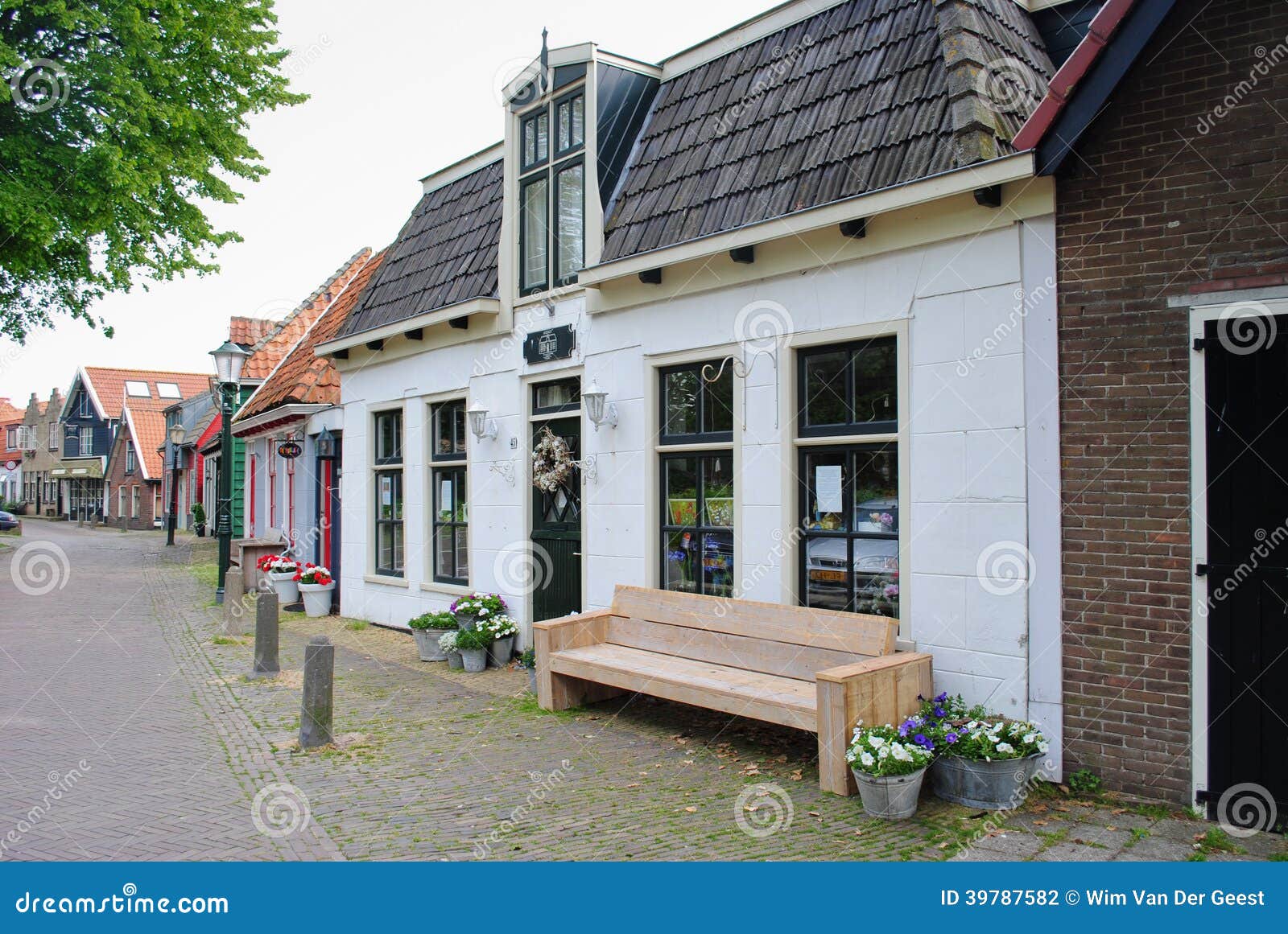 Dutch Street with Brick Houses Stock Photo - Image of flowers, brick ...