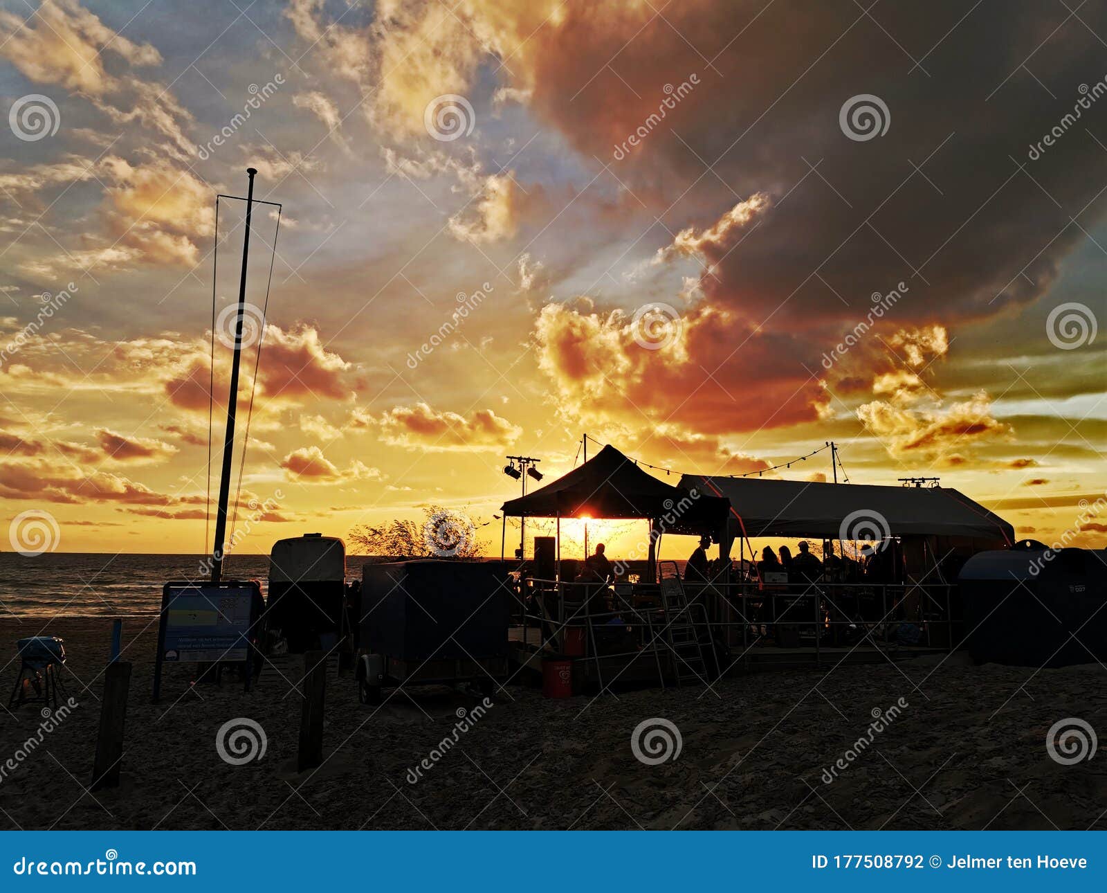 Dutch sunset Beach party editorial photography. Image of party - 177508792