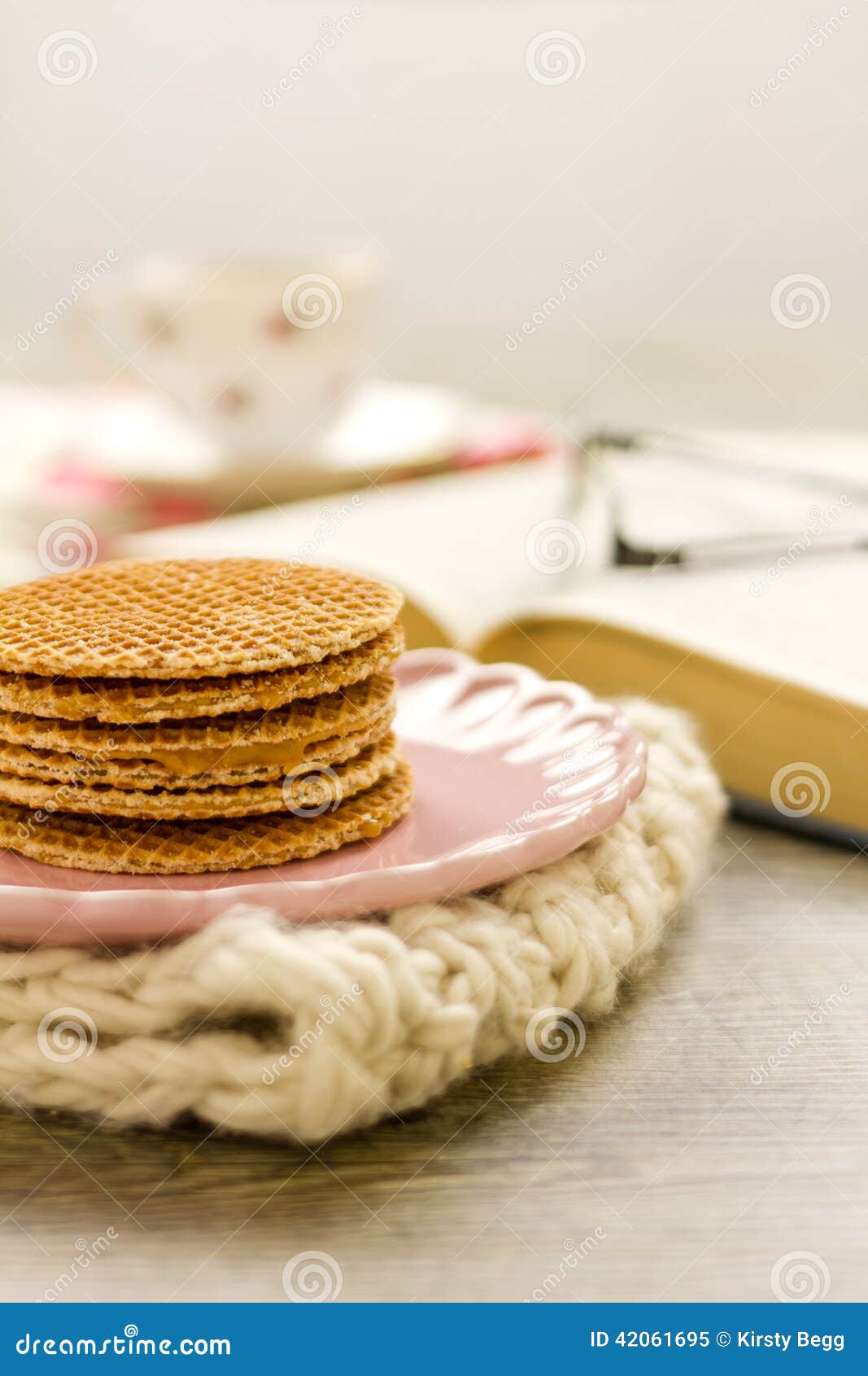 Dutch Syrup Waffles stack stock image. Image of snack - 42061695