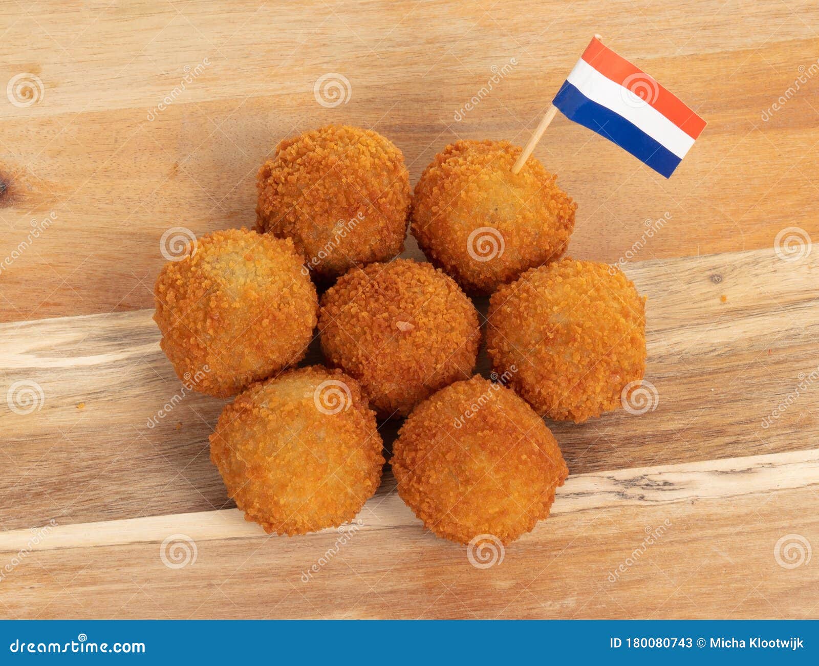 Dutch Traditional Snack Bitterbal on a Serving Board, Dutch Flag Stock ...
