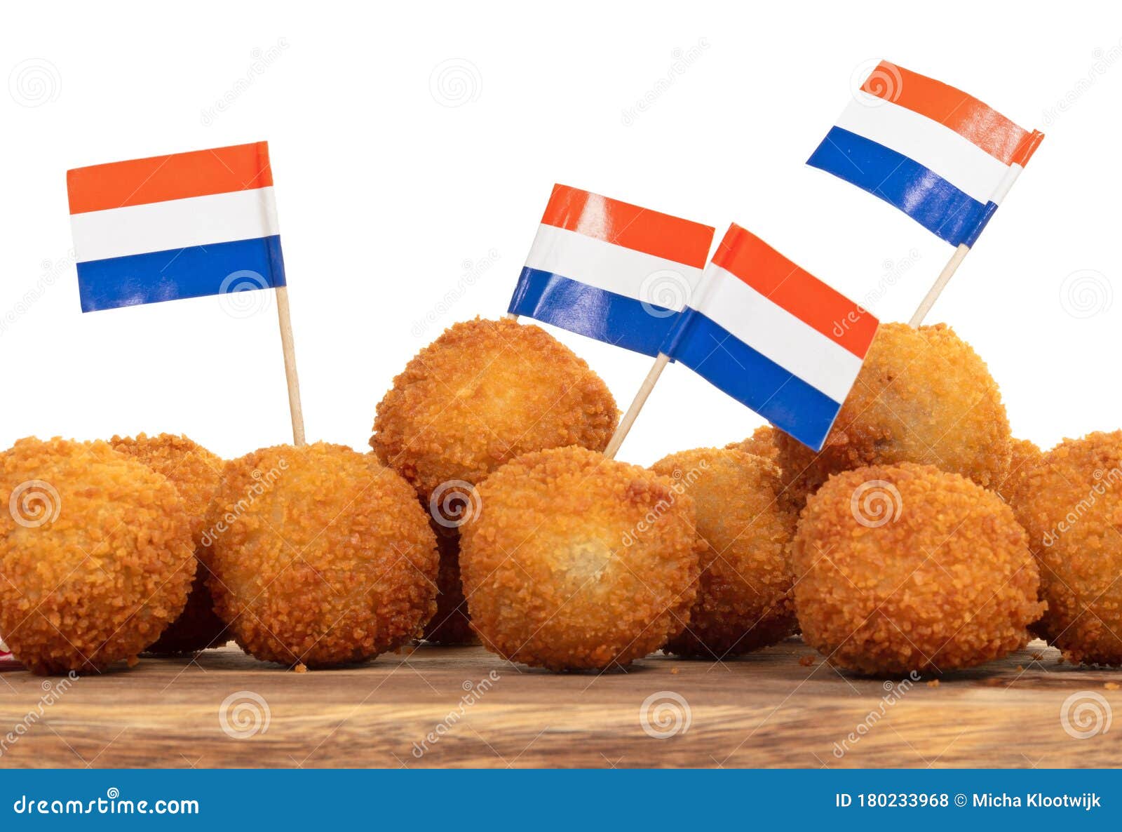 Dutch Traditional Snack Bitterbal on a Serving Board, Dutch Flag Stock ...