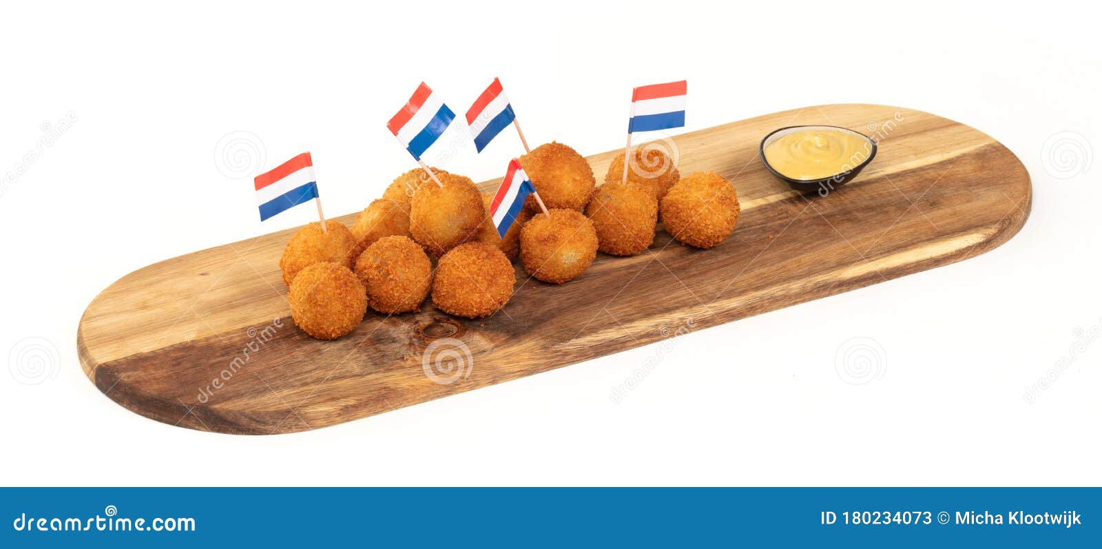 Dutch Traditional Snack Bitterbal on a Serving Board, Dutch Flag Stock ...