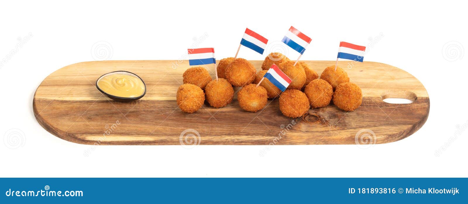 Dutch Traditional Snack Bitterbal on a Serving Board, Dutch Flag Stock ...