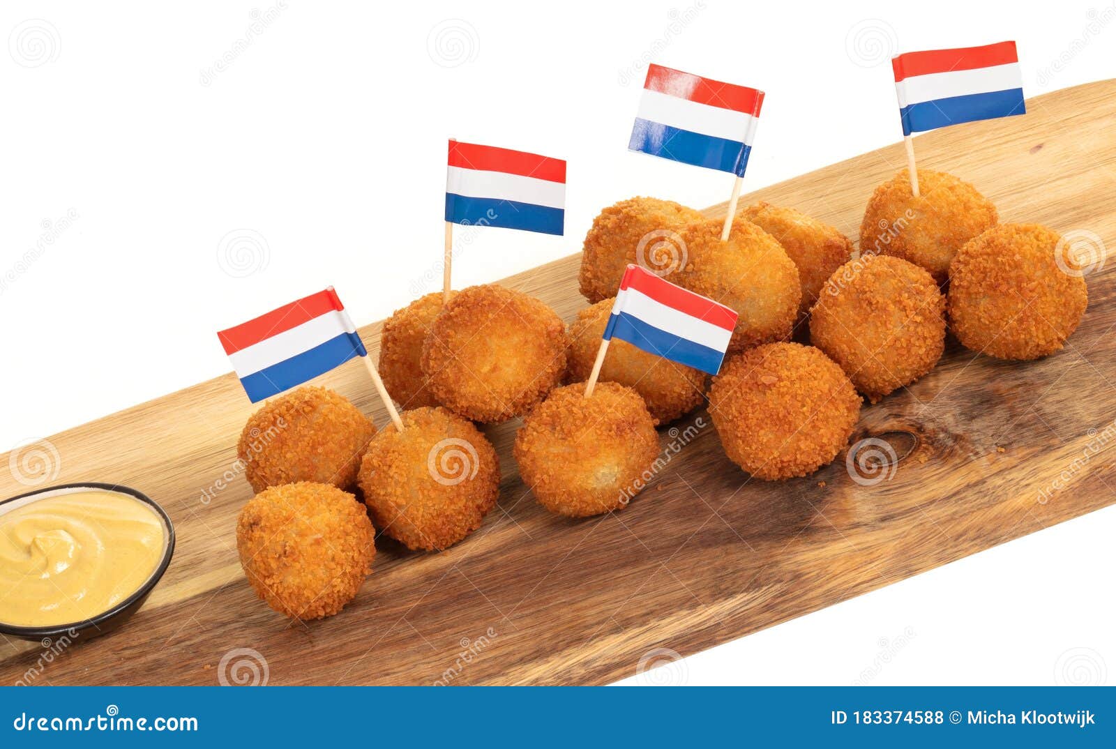 Dutch Traditional Snack Bitterbal on a Serving Board, Dutch Flag Stock ...