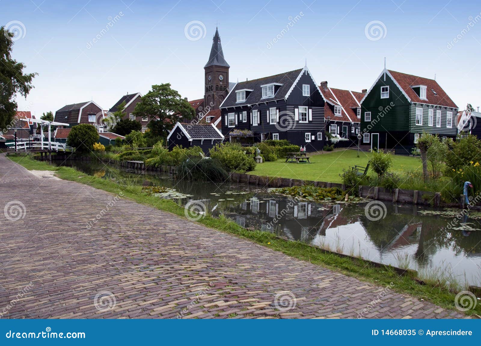 Dutch village stock image. Image of church, path, color - 14668035