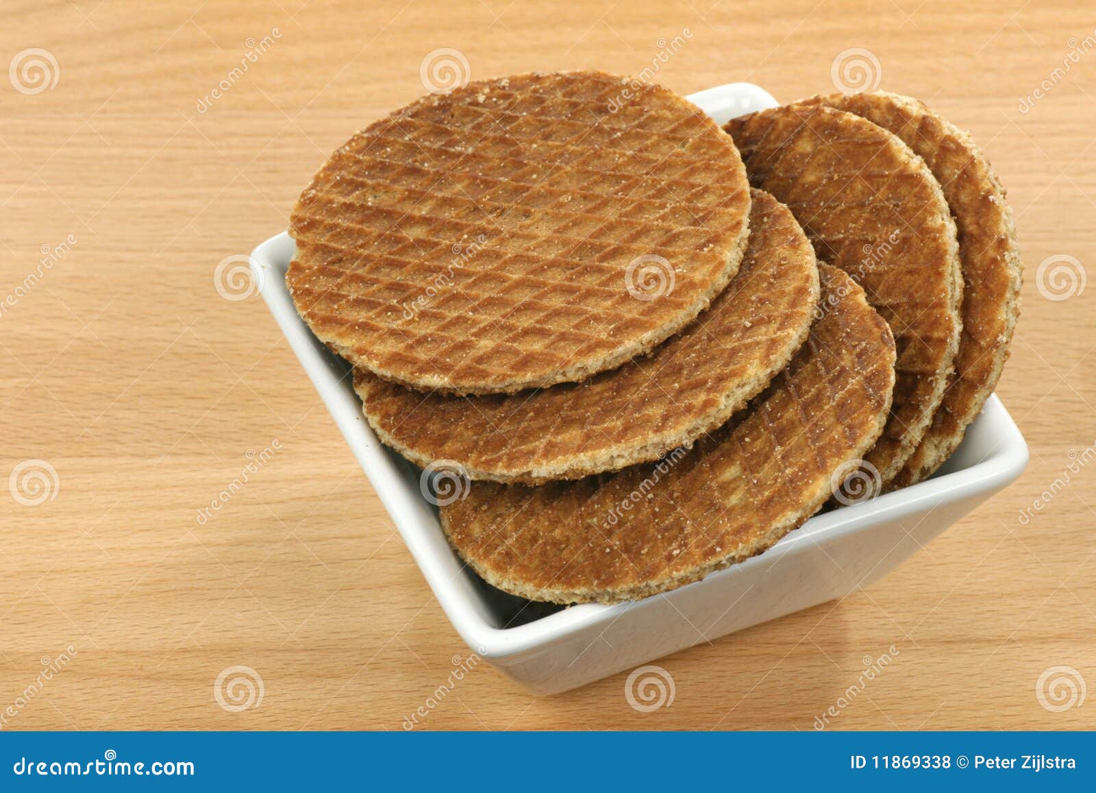 Dutch Waffles in a White Bowl Stock Photo - Image of thin, delicious ...