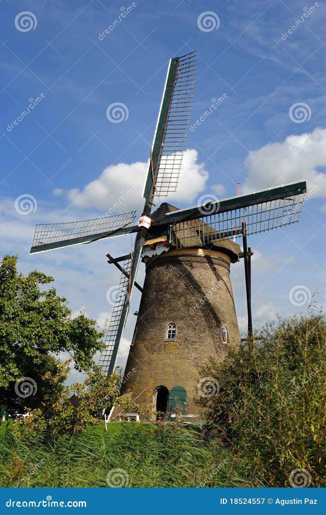 Dutch windmill stock image. Image of retro, river, picturesque - 18524557