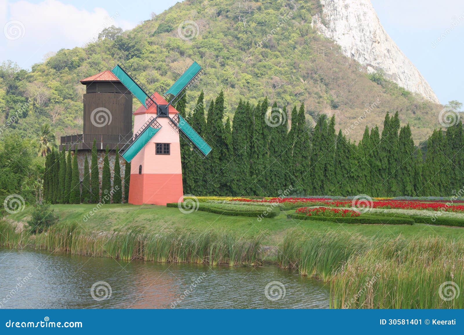 Dutch Windmill Country Farm Stock Image - Image of garden, turbine ...
