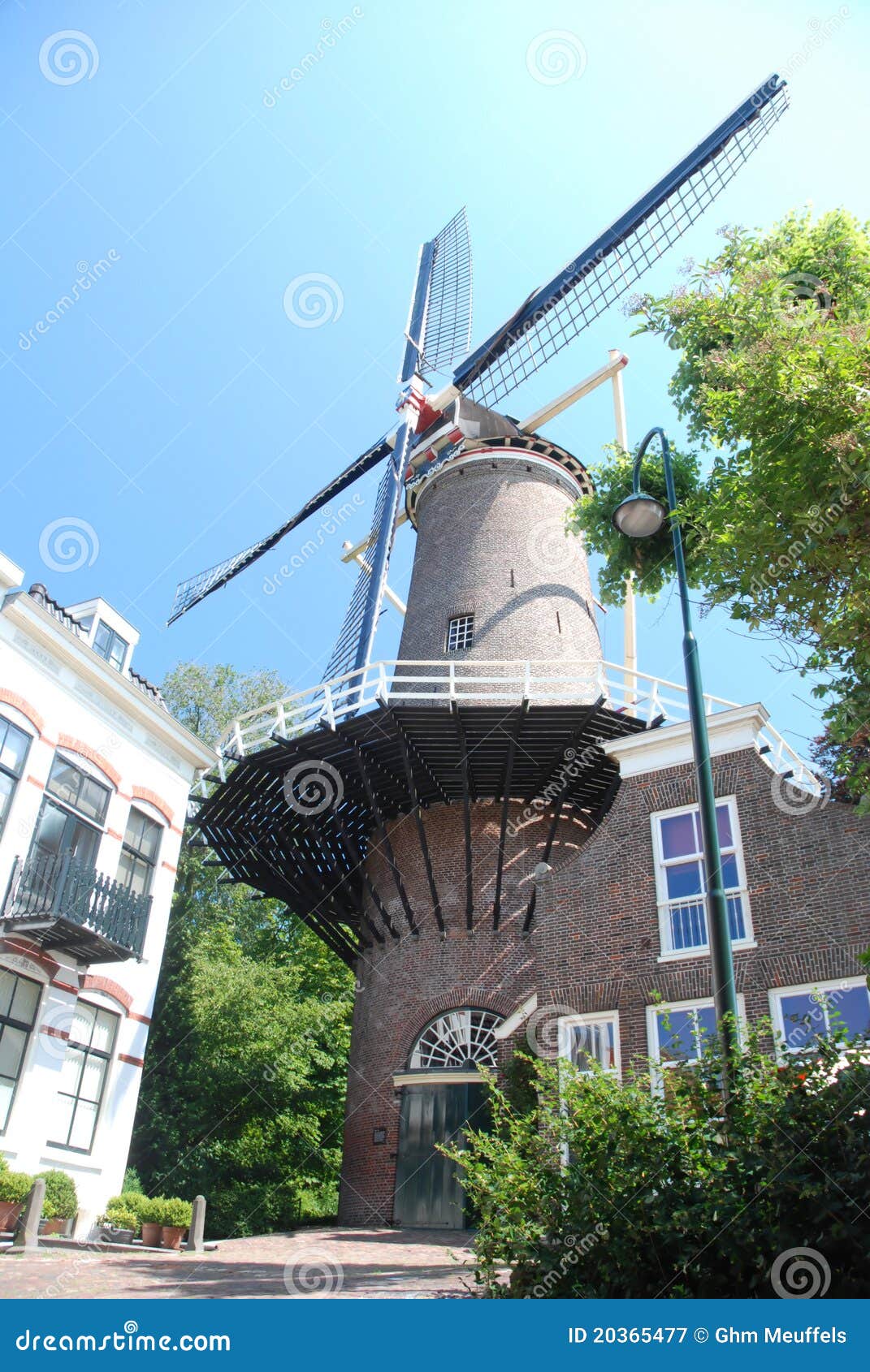 Dutch Windmill in Old City Gouda - Zuid Holland - Netherland Stock ...