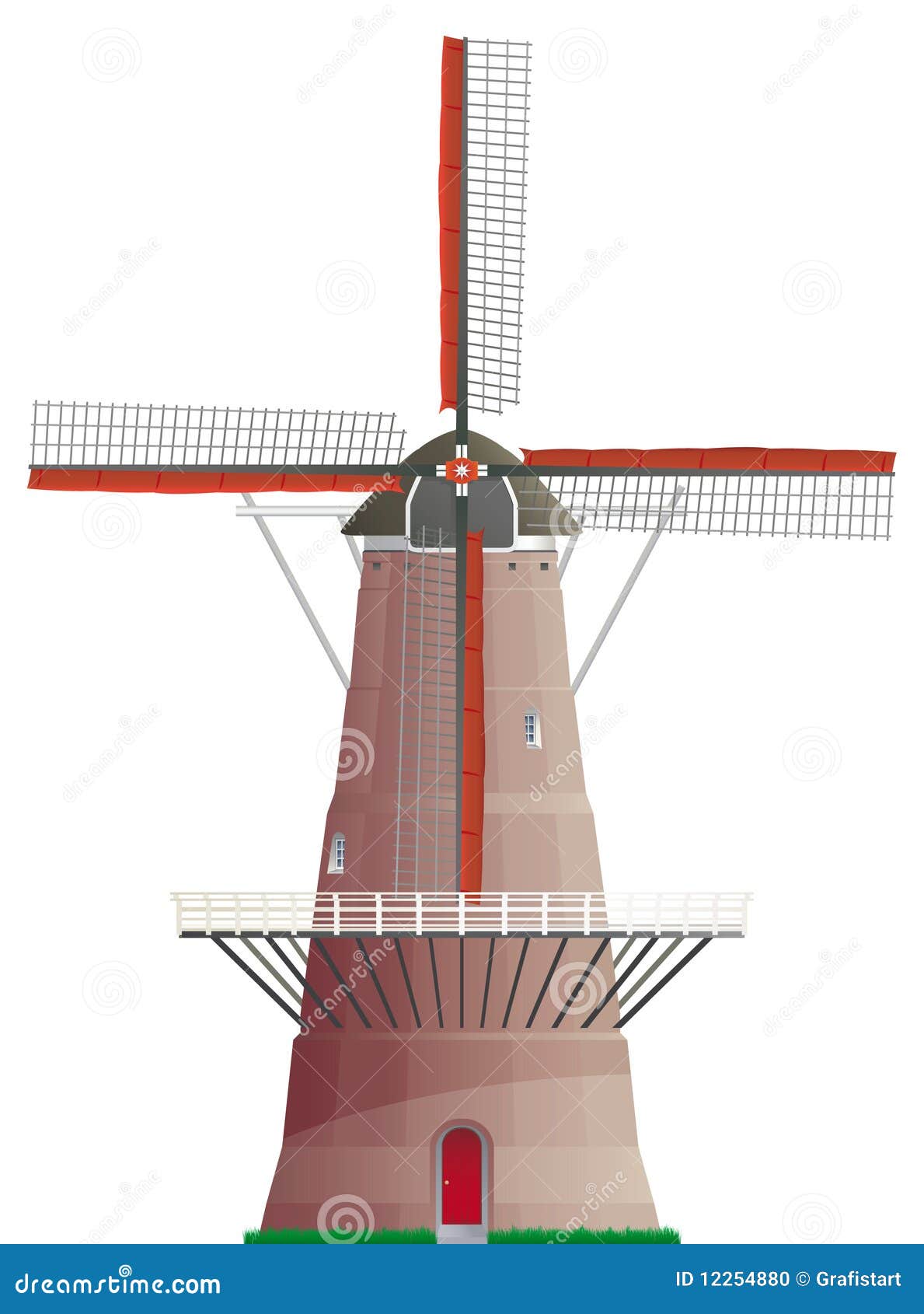 Dutch windmill isolated stock vector. Illustration of landmark - 12254880