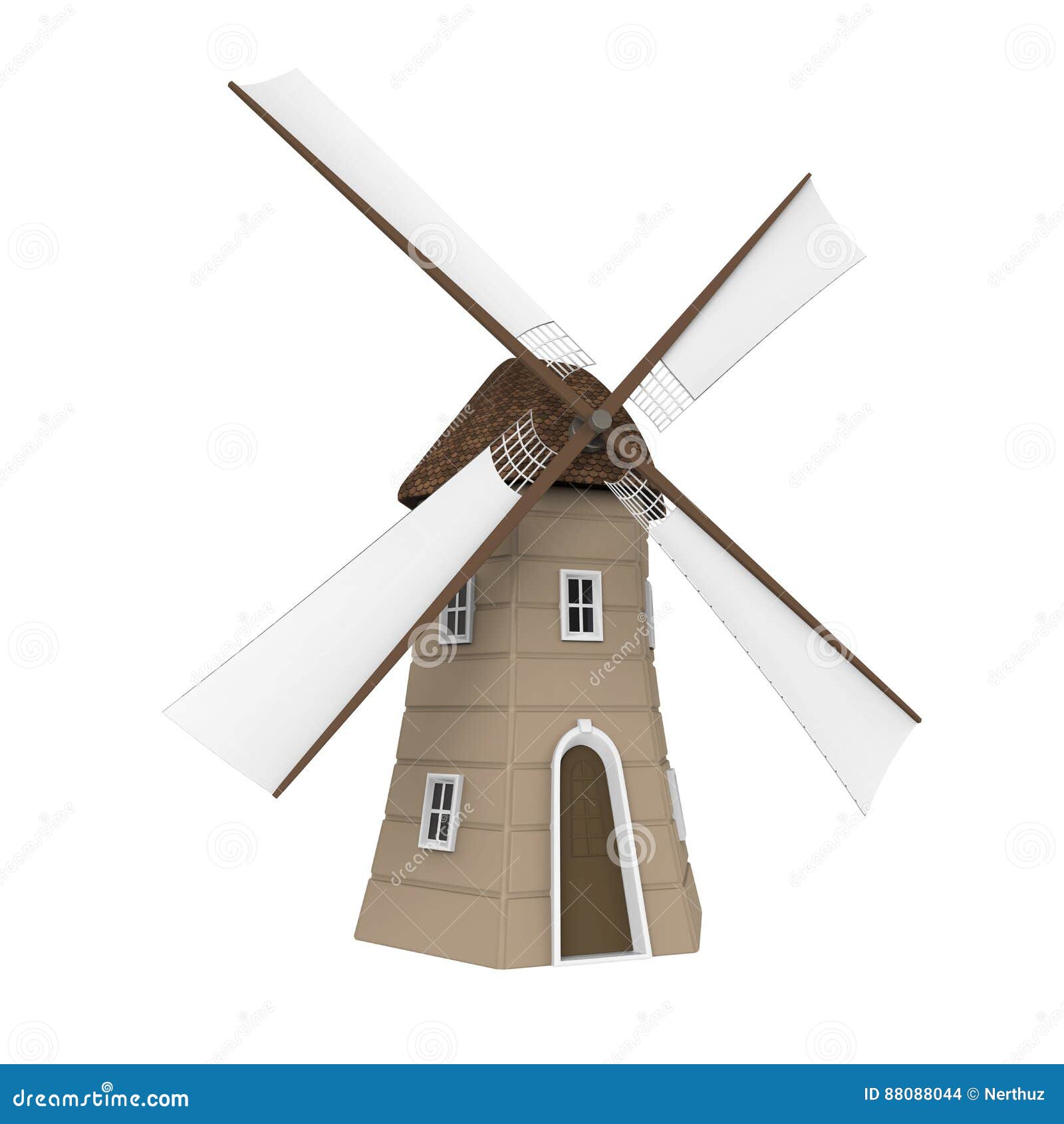 Windmill Isolated On White Background. Design Elements For Logo, Label ...