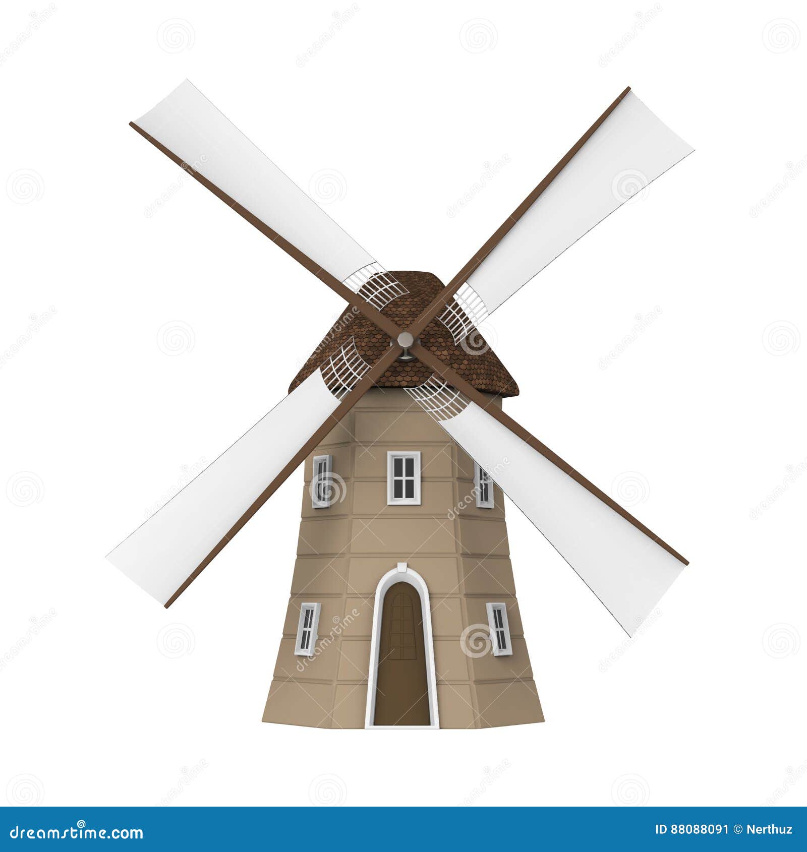 Windmill Isolated On White Background. Design Elements For Logo, Label ...