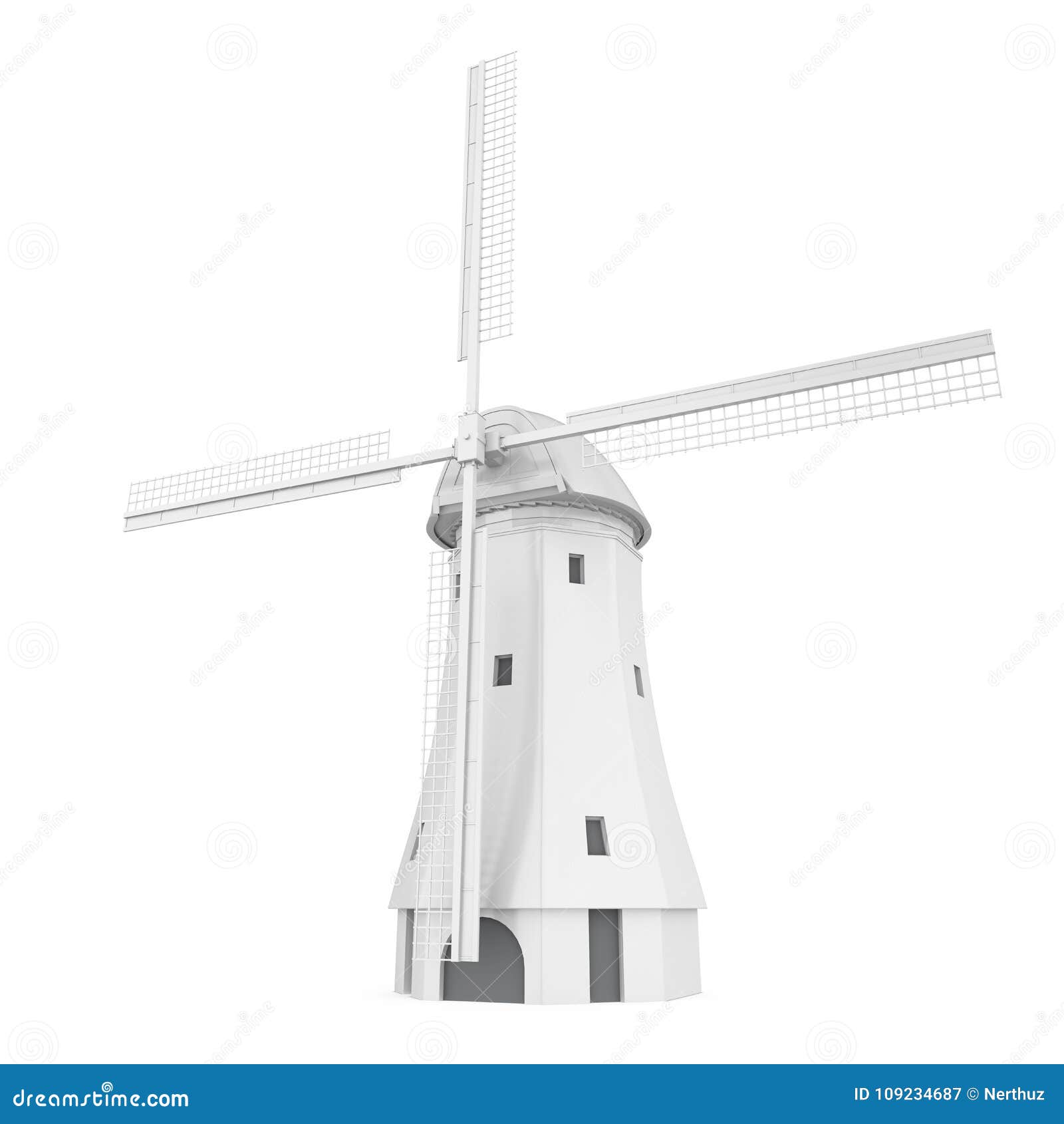 Dutch Windmill Isolated stock illustration. Illustration of culture ...