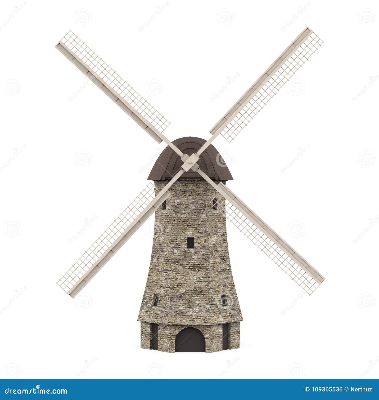 Dutch Windmill Isolated stock photo. Image of countryside - 109365536