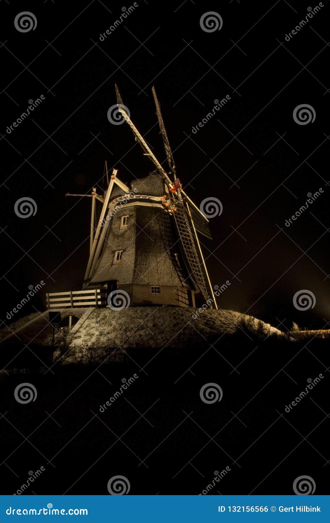 Dutch windmill scenery. stock photo. Image of ancient - 132156566