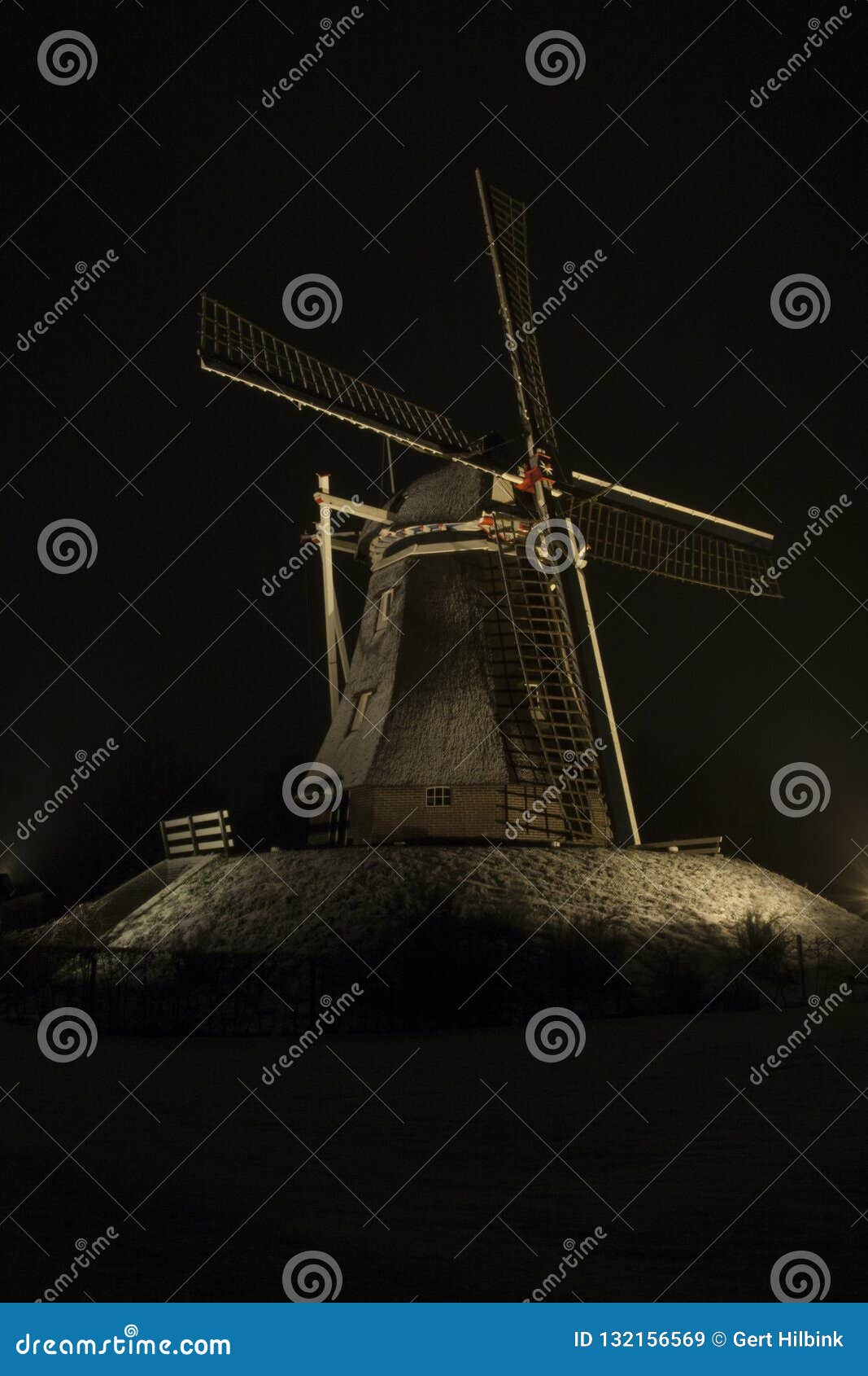 Dutch windmill scenery. stock image. Image of touristic - 132156569