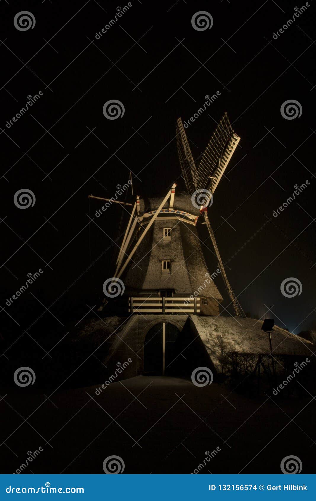 Dutch windmill scenery. stock photo. Image of level - 132156574