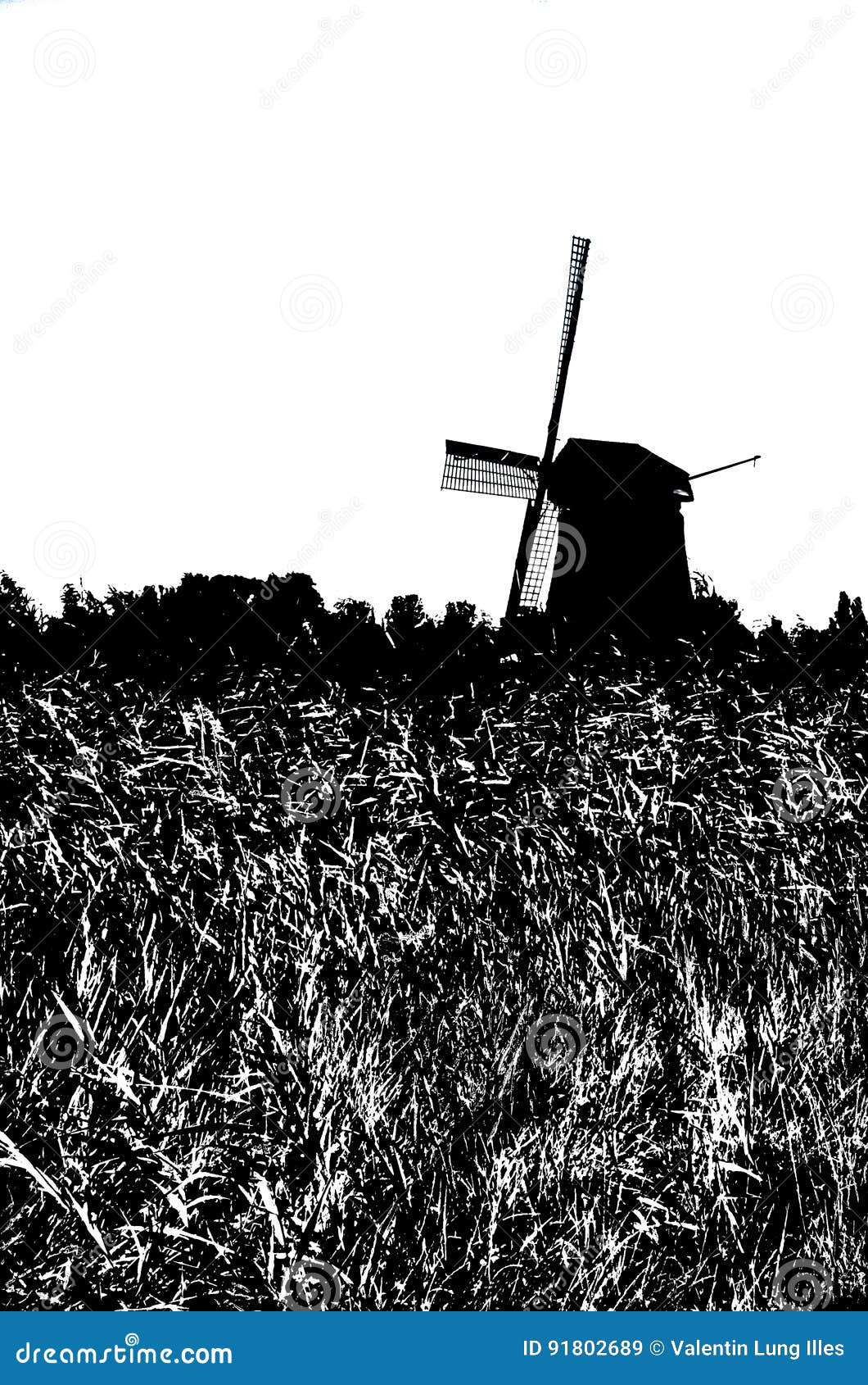 Dutch Windmill Shape Silhouette Stock Image - Image of design, mill ...