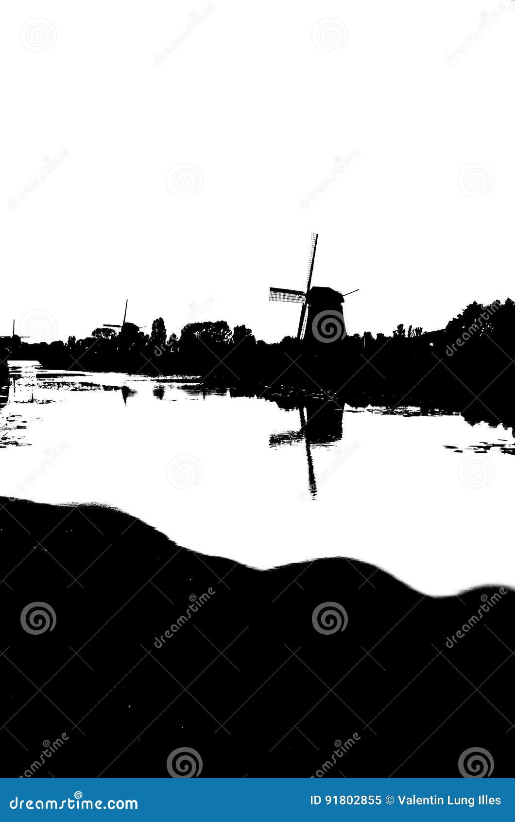 Dutch Windmill Shape Silhouette Stock Image - Image of holland ...