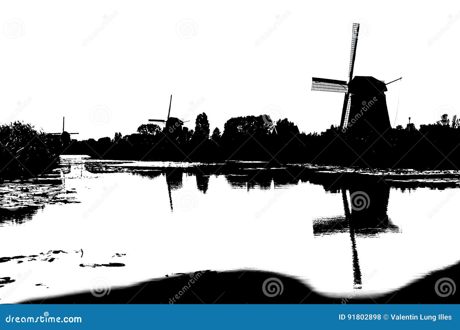 Dutch Windmill Shape Silhouette Stock Photo - Image of holland ...