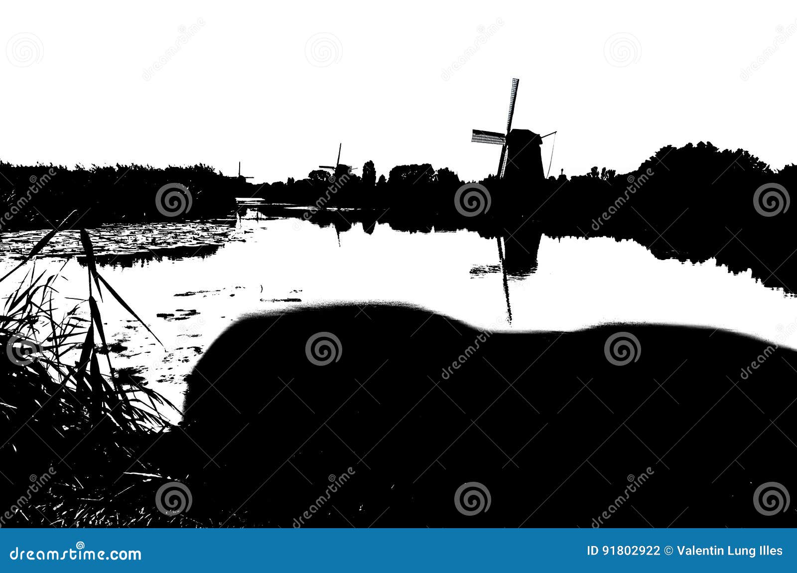 Dutch Windmill Shape Silhouette Stock Photo - Image of traditional ...