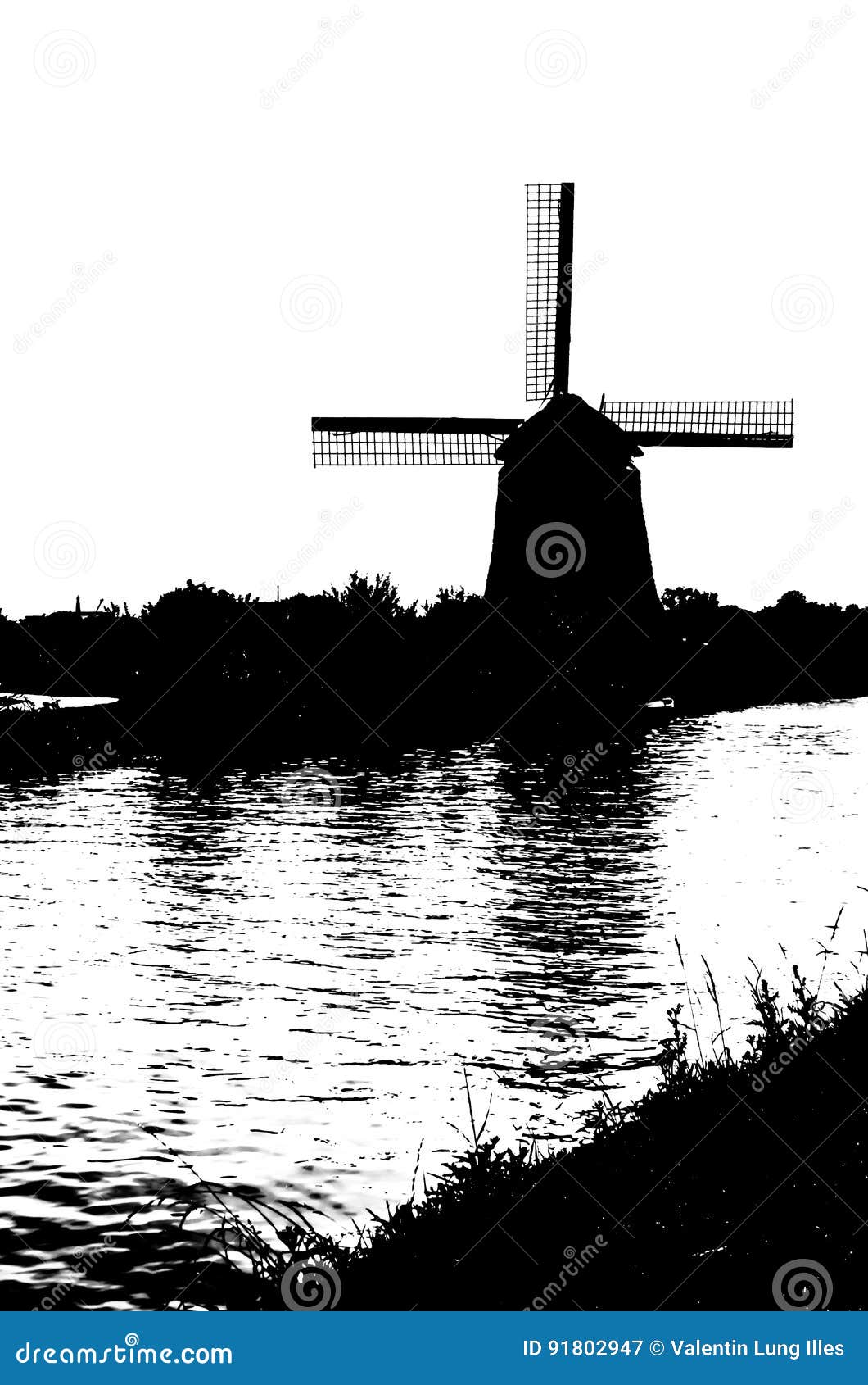 Dutch Windmill Shape Silhouette Stock Image - Image of silhouette ...