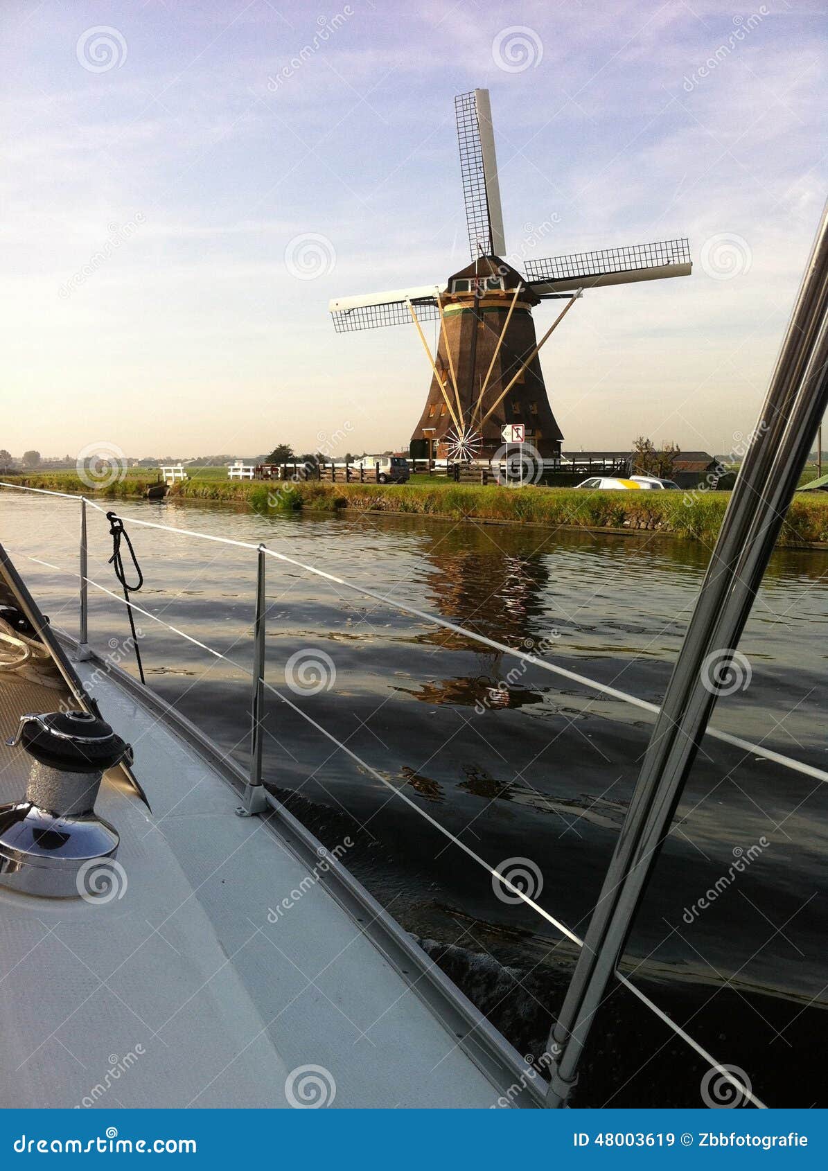 Dutch Windmill on the Water Stock Image - Image of traditional, dutch ...