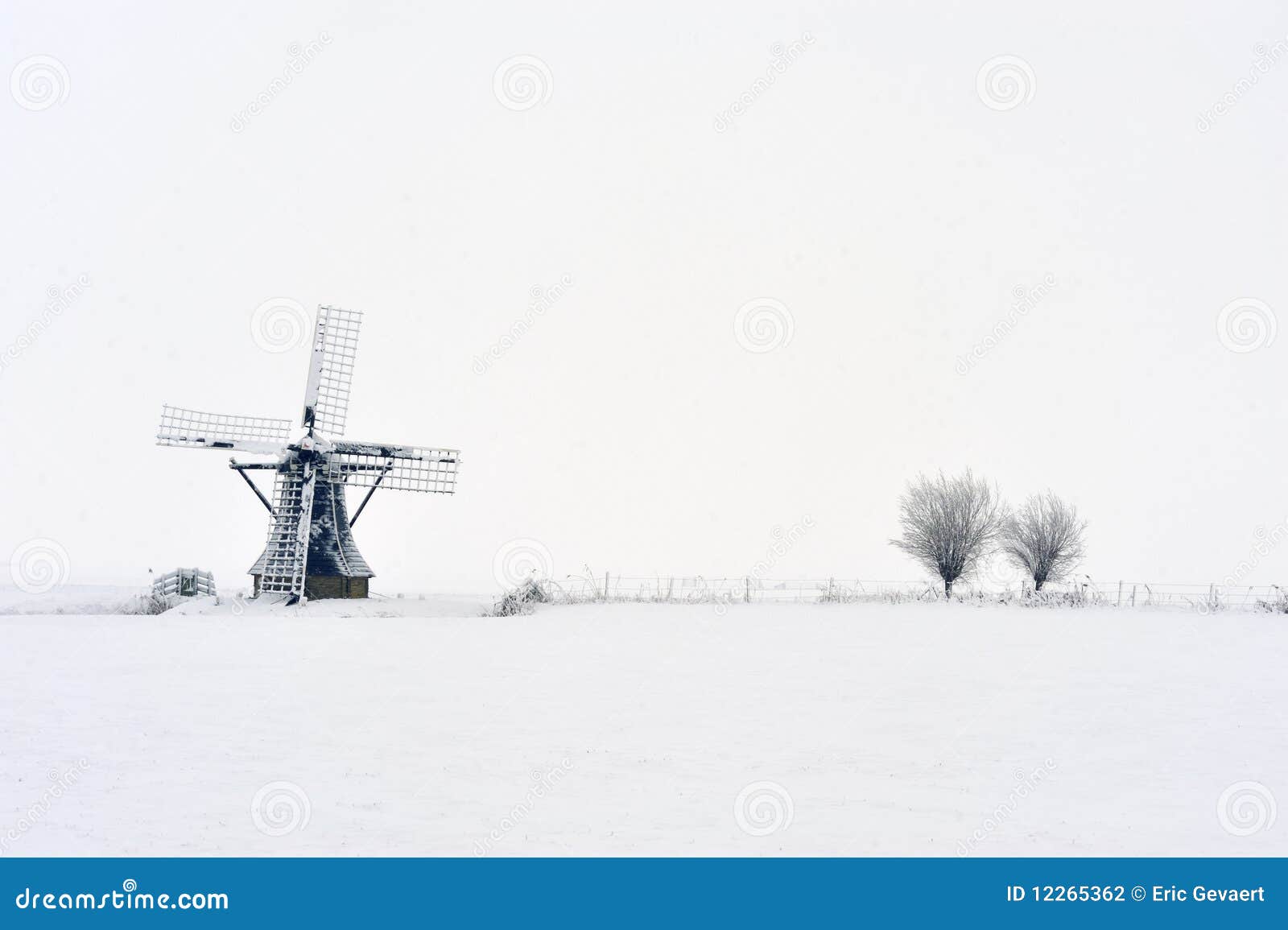 Dutch windmill in winter stock photo. Image of nature - 12265362
