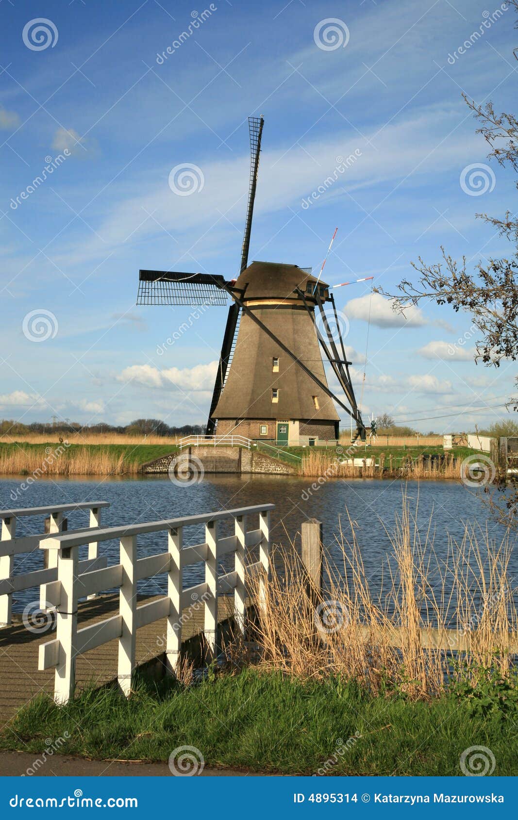 Dutch windmills stock photo. Image of cloud, europe, blowing - 4895314