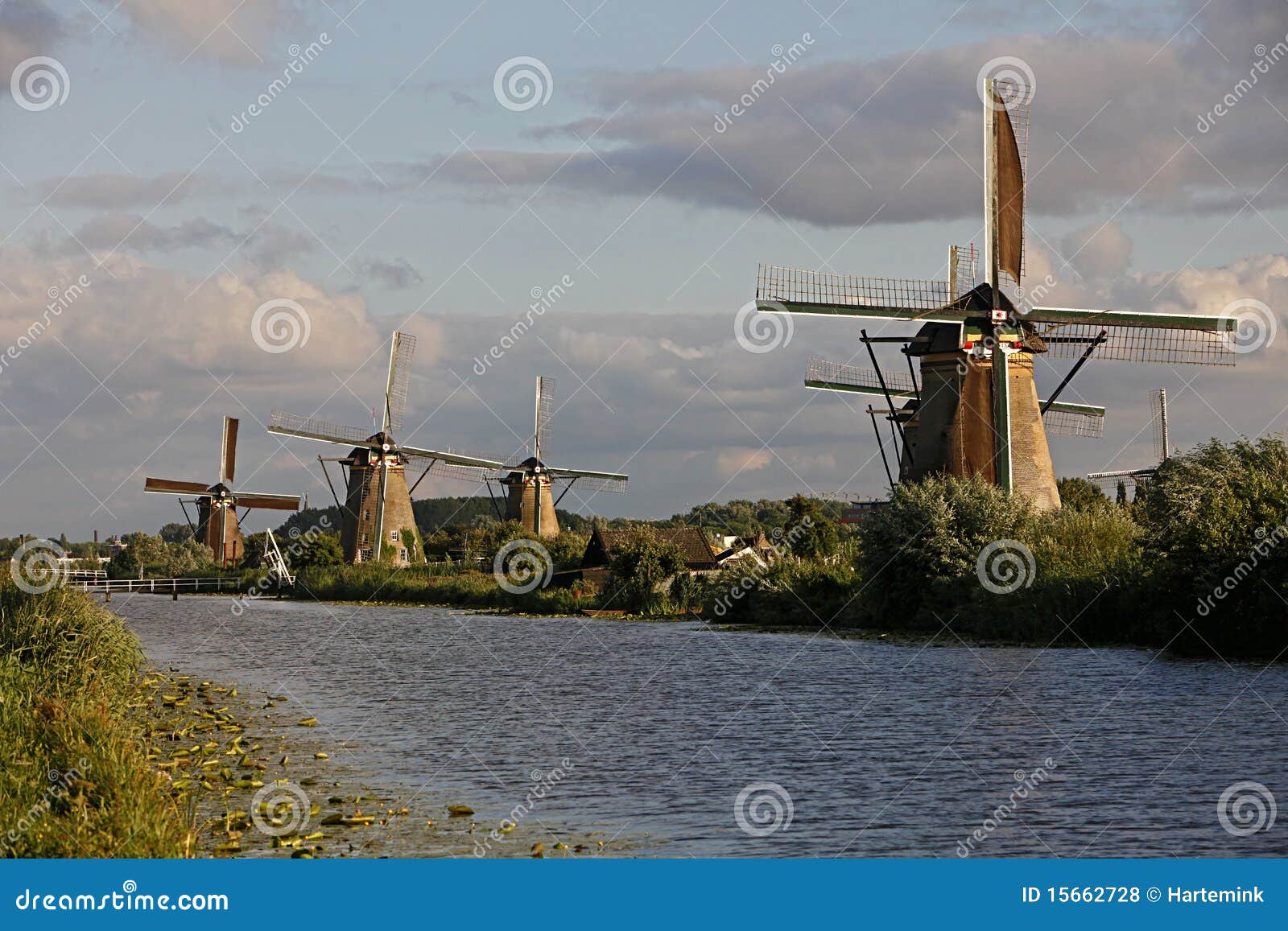 Dutch Windmills Near Kinderdijk, the Netherlands Stock Photo - Image of ...