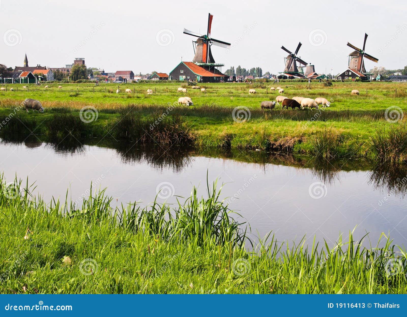 Dutch Windmills in Netherlands Stock Image - Image of outside, grass ...