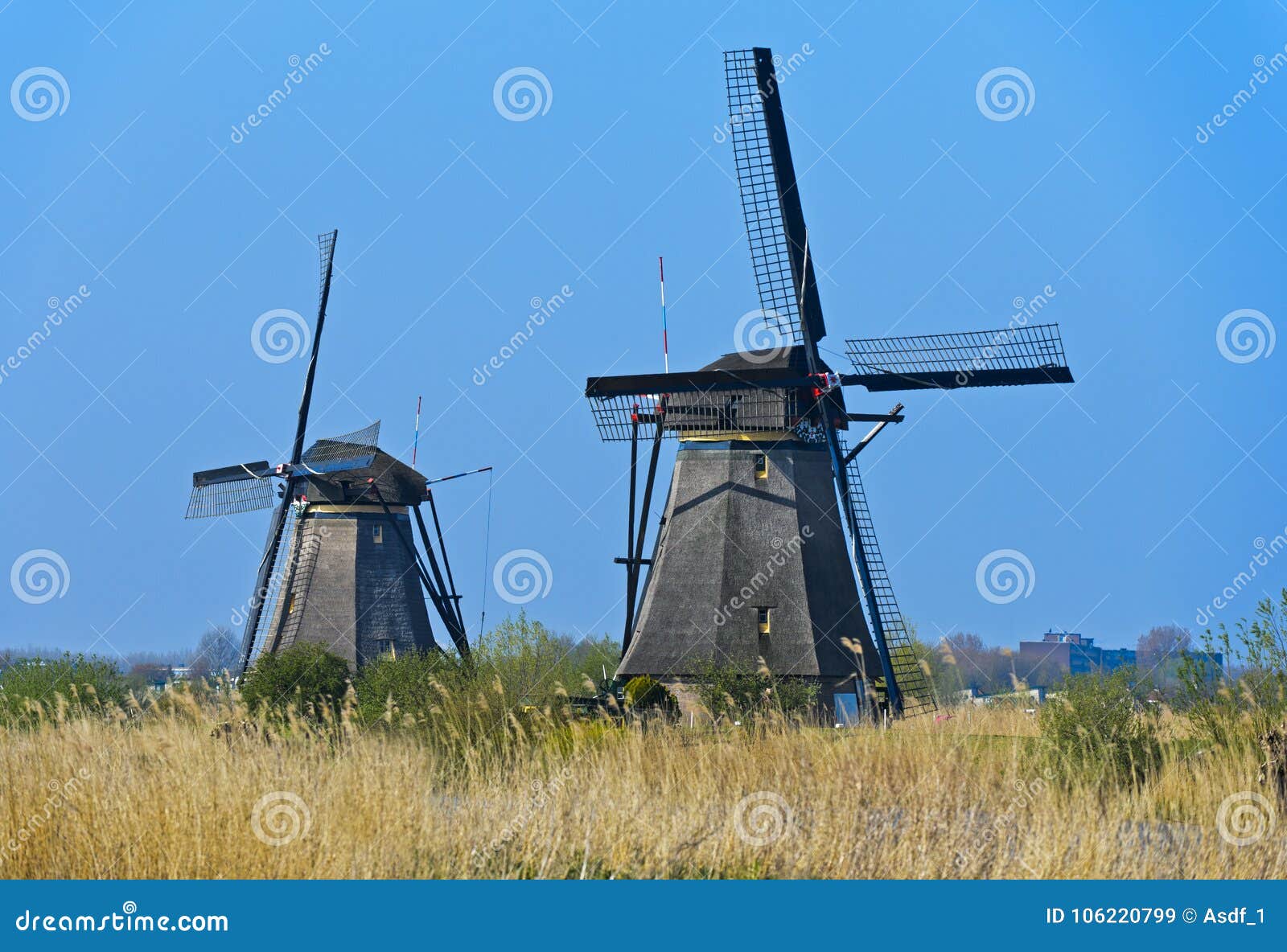 Dutch Windmills stock image. Image of traditional, mill - 106220799