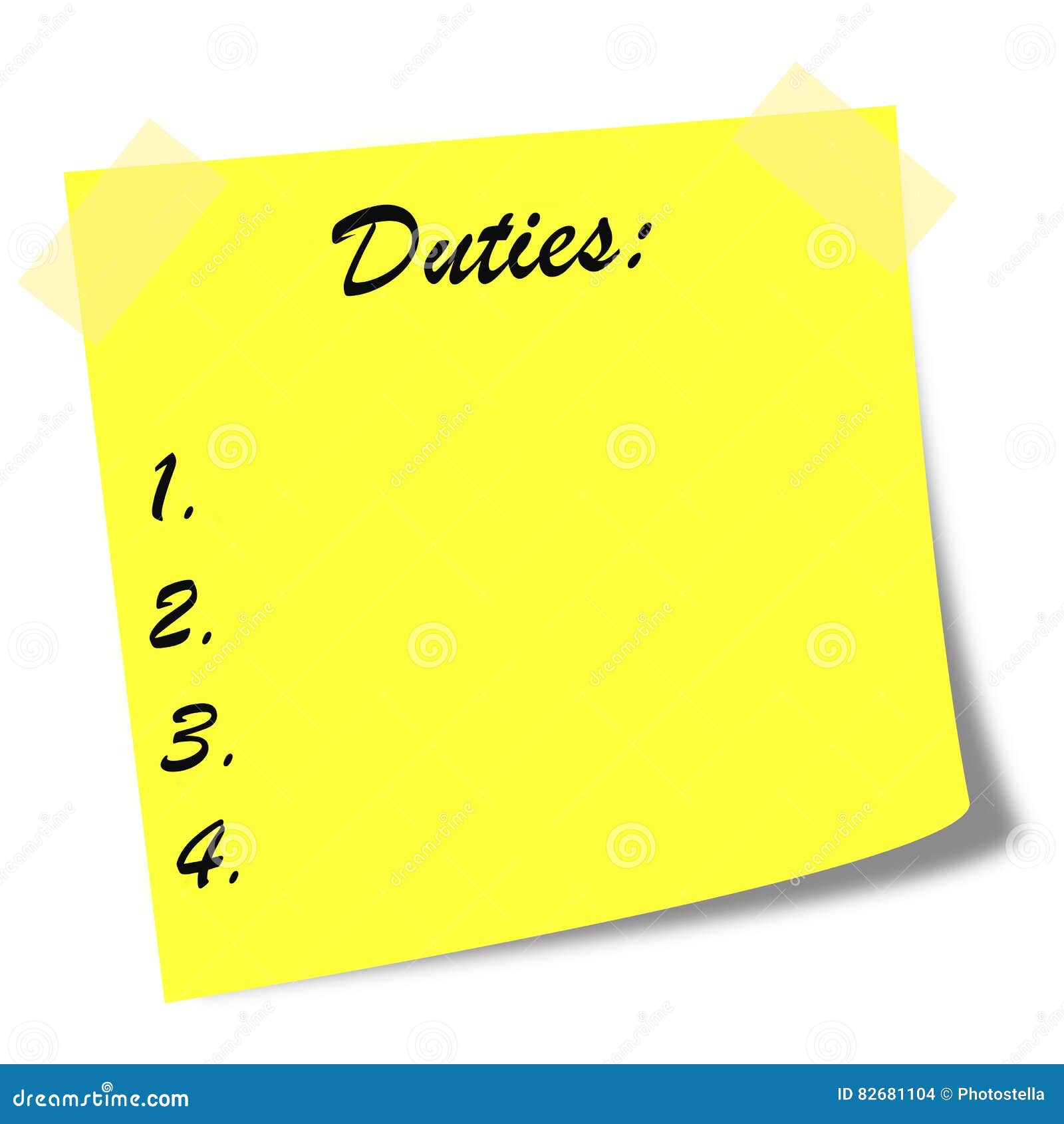 Duties List On Yellow Post Note Illustration | CartoonDealer.com #82681104