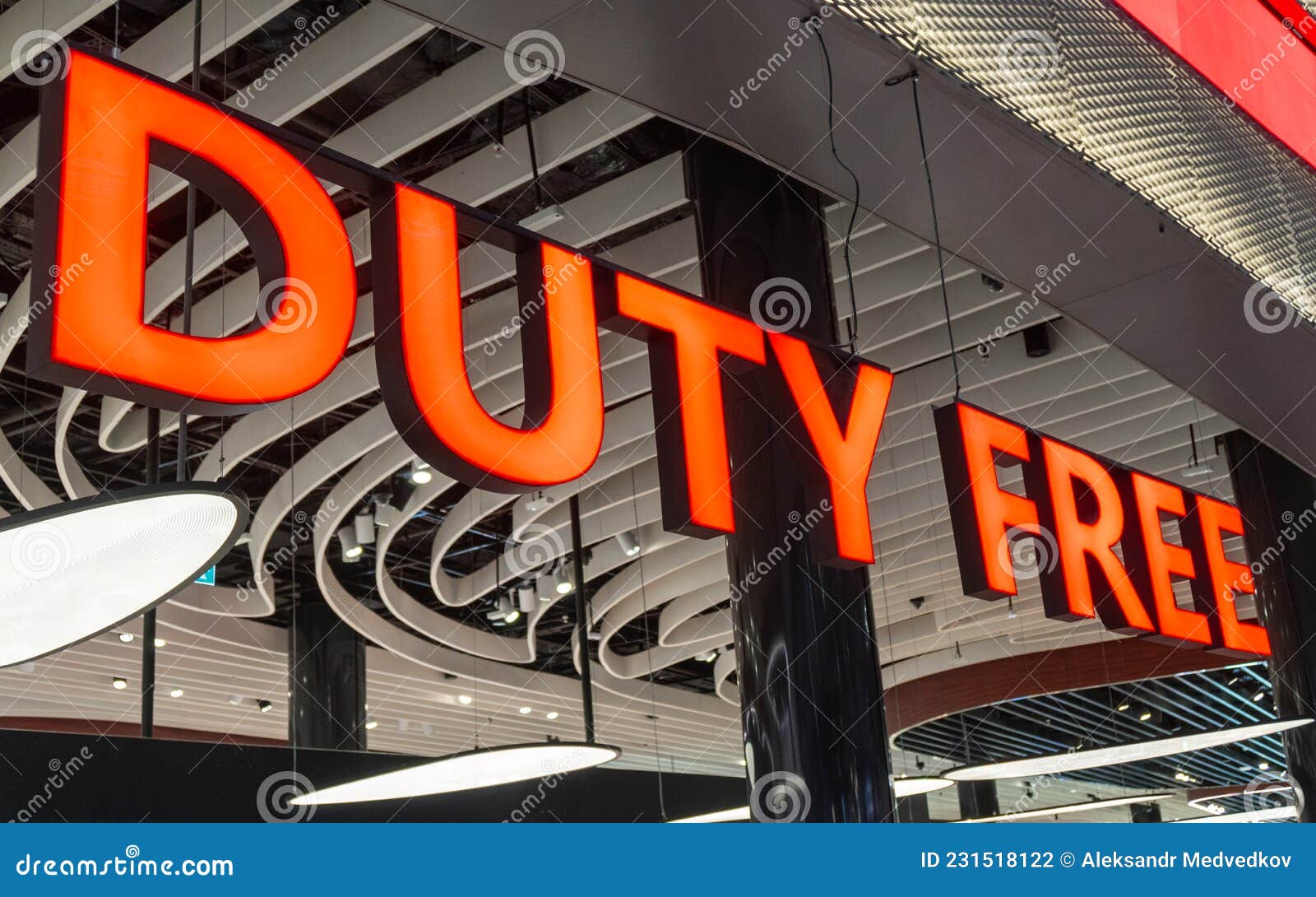 Duty Free sign at airport stock photo. Image of excise - 231518122