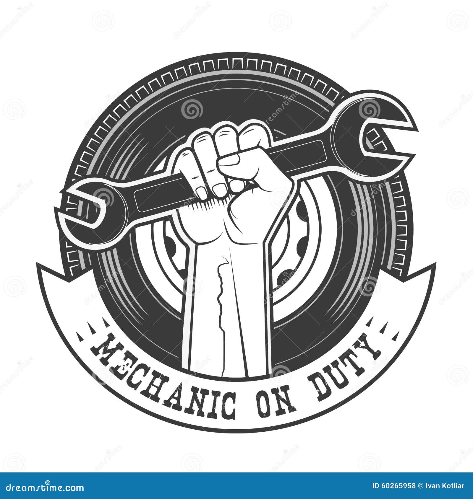 Mechanic On Duty. Emblem Template With Crossed Wrenches.Car Repair ...