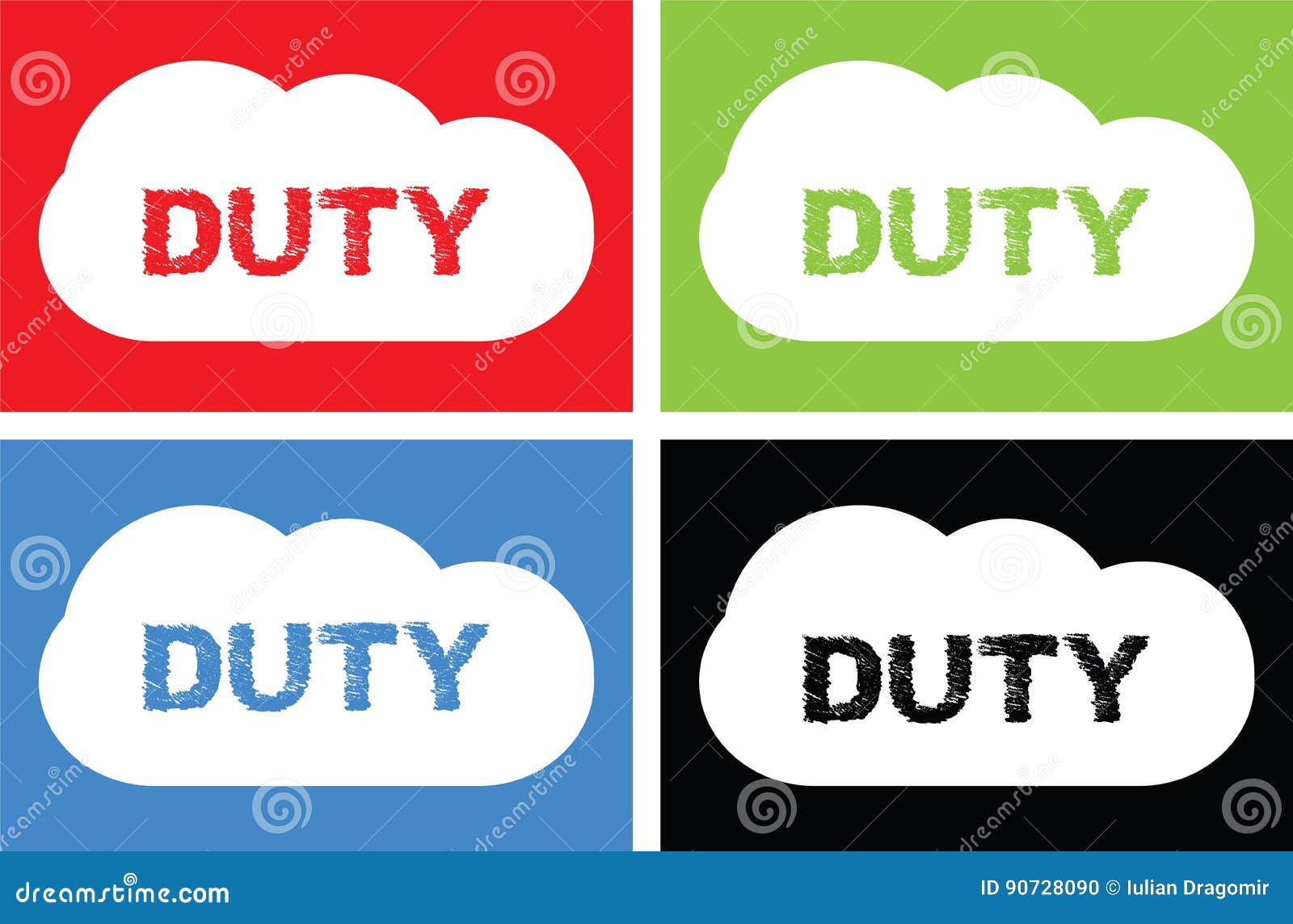 DUTY Text, on Cloud Bubble Sign. Stock Illustration - Illustration of ...