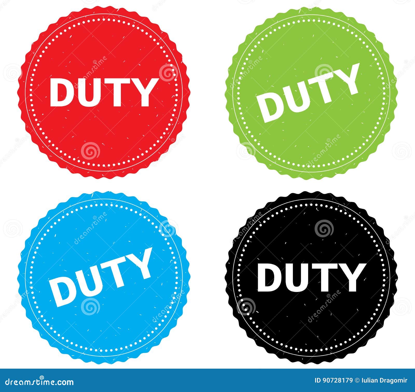 DUTY Text, on Round Wavy Border Stamp Badge. Stock Illustration ...