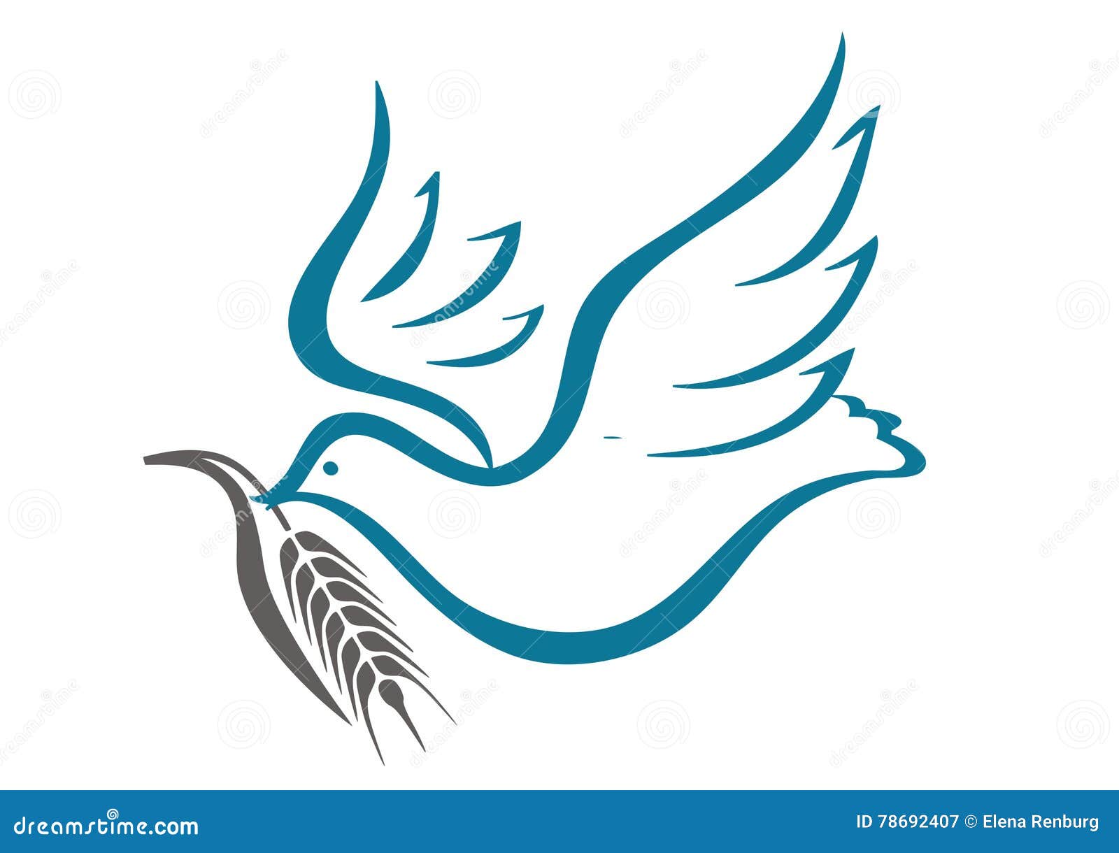 Duva och en kvist av vete vektor illustrationer. Illustration av ...