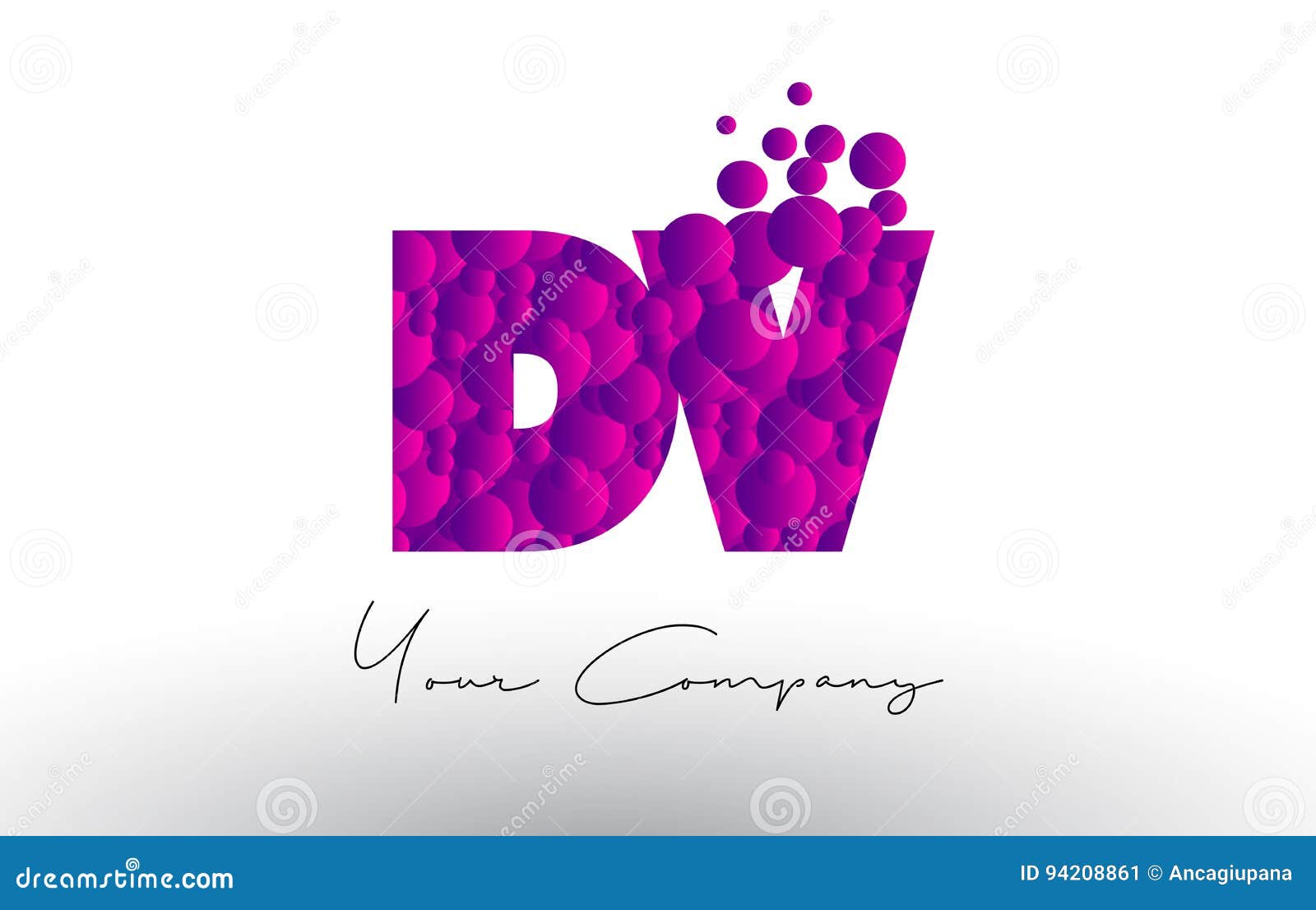 DV D V Dots Letter Logo with Purple Bubbles Texture. Stock Vector ...