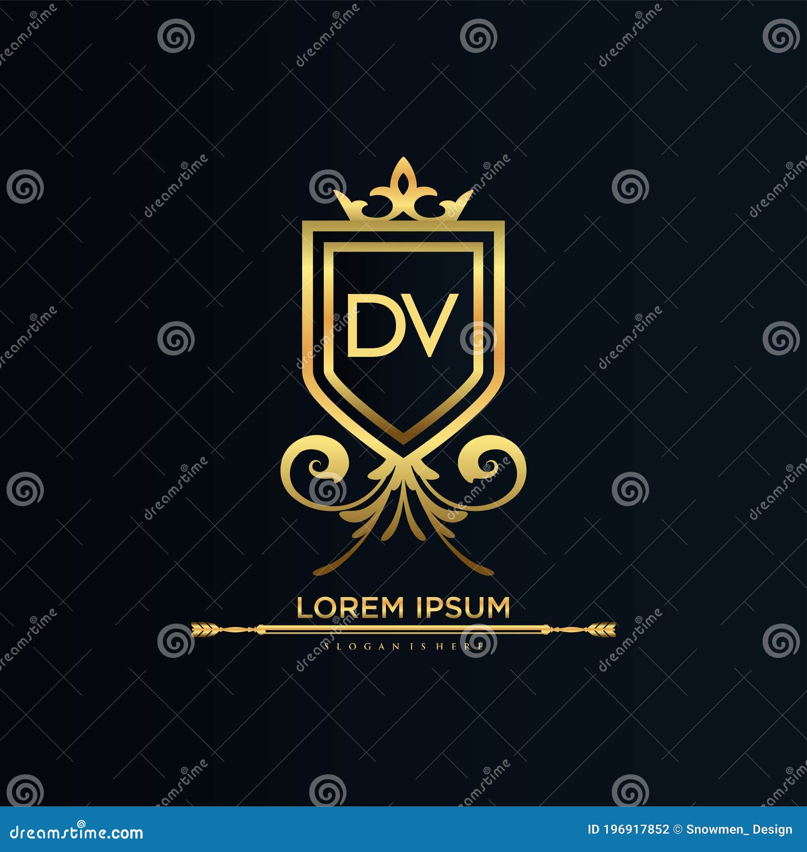 DV Letter Initial with Royal Template.elegant with Crown Logo Vector ...