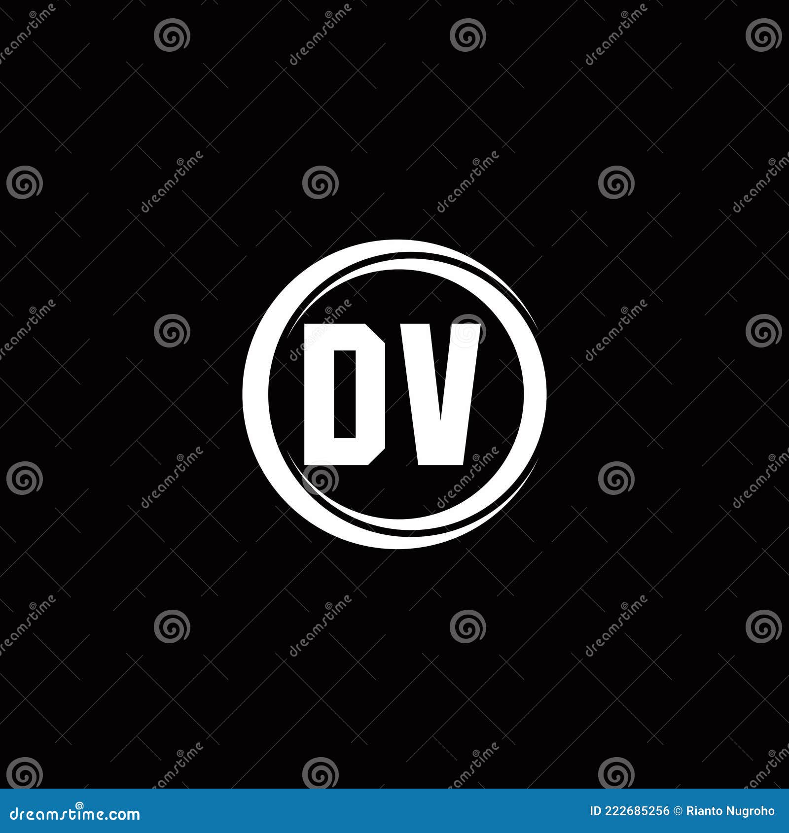 DV Logo Initial Letter Monogram with Circle Slice Rounded Design ...