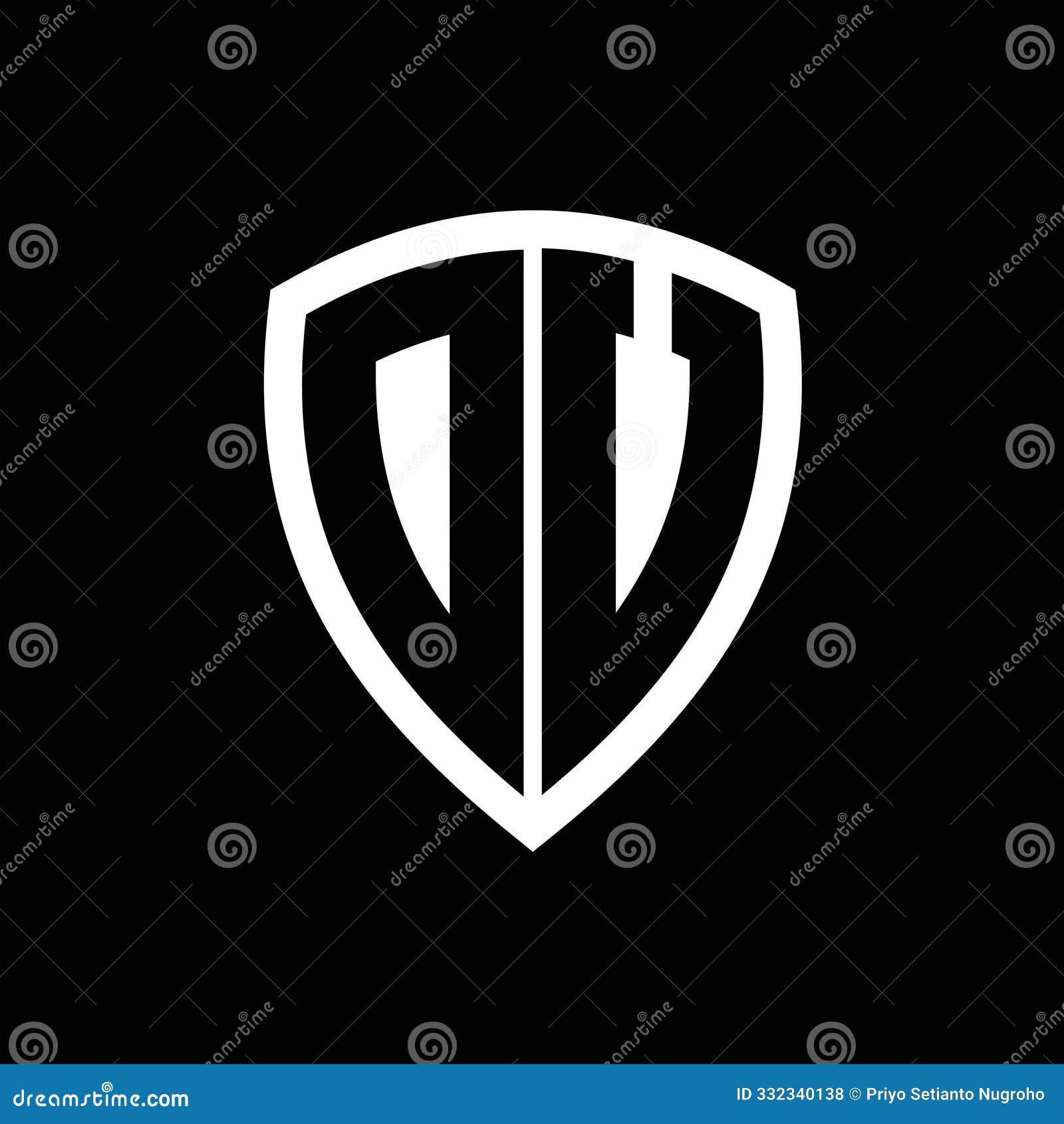 DV Monogram Logo with Bold Letters Shield Shape with Black and White ...